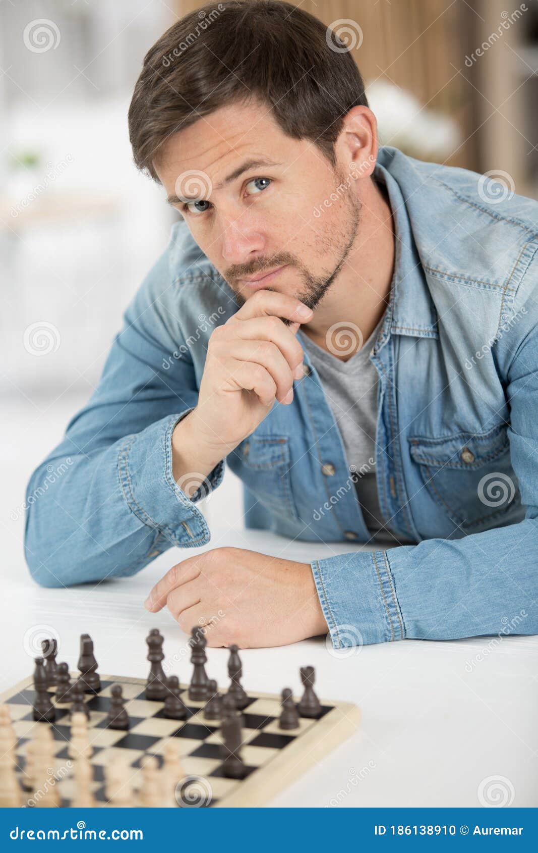 Male Chess Player Playing, Thinking Process Stock Photography ...
