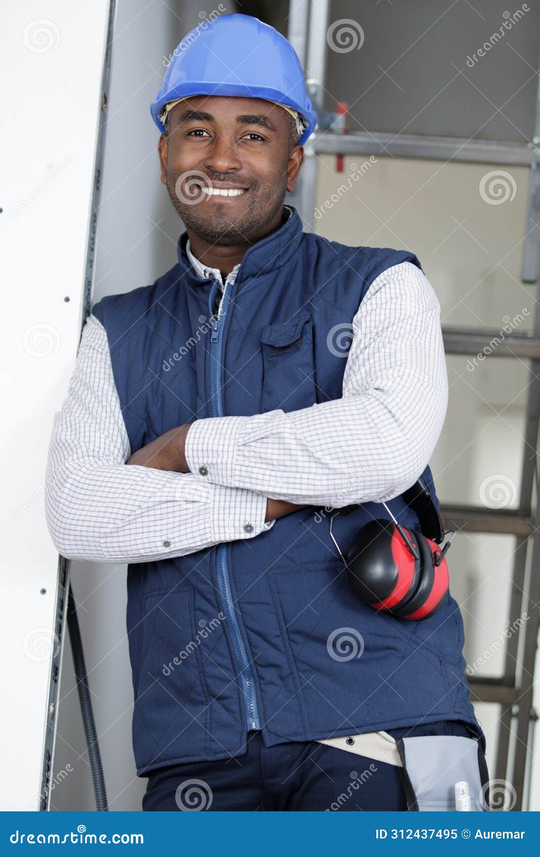 Portrait Male Construction Worker Stock Image - Image of bodywarmer ...