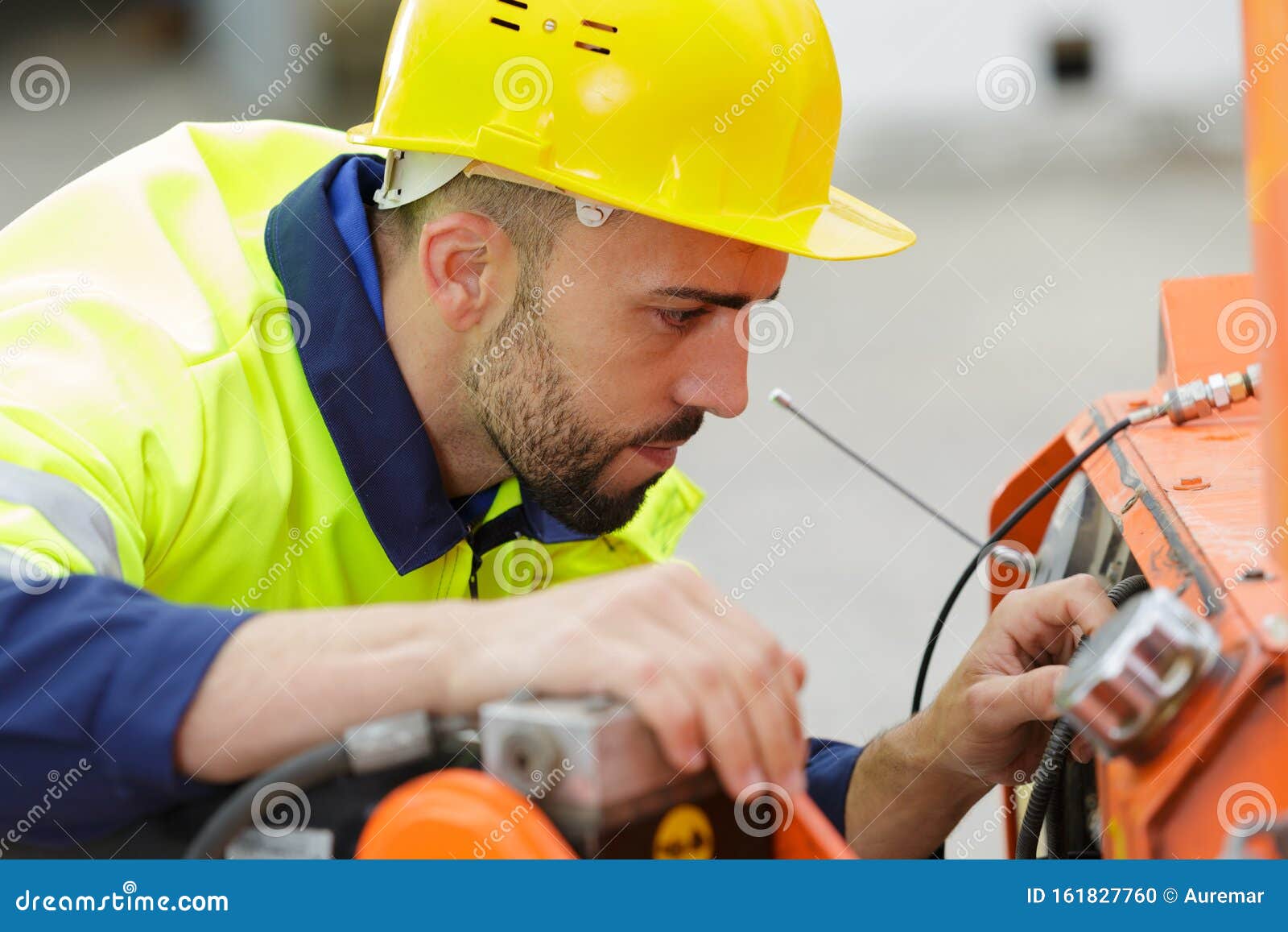 Portrait Male Construction Worker Outdoors Stock Photo - Image of ...