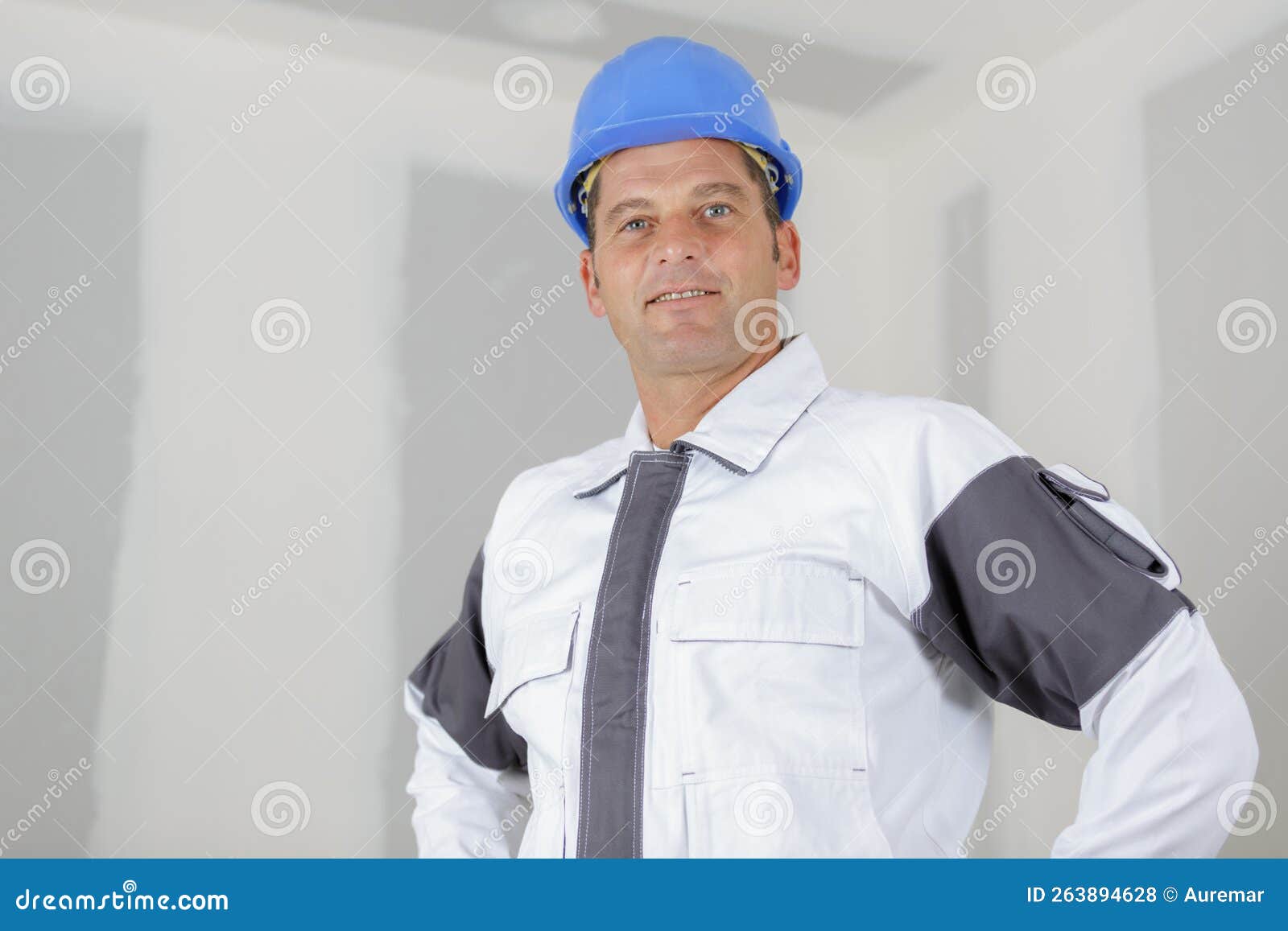 Portrait Male Decorator on Site Stock Photo - Image of white, person ...