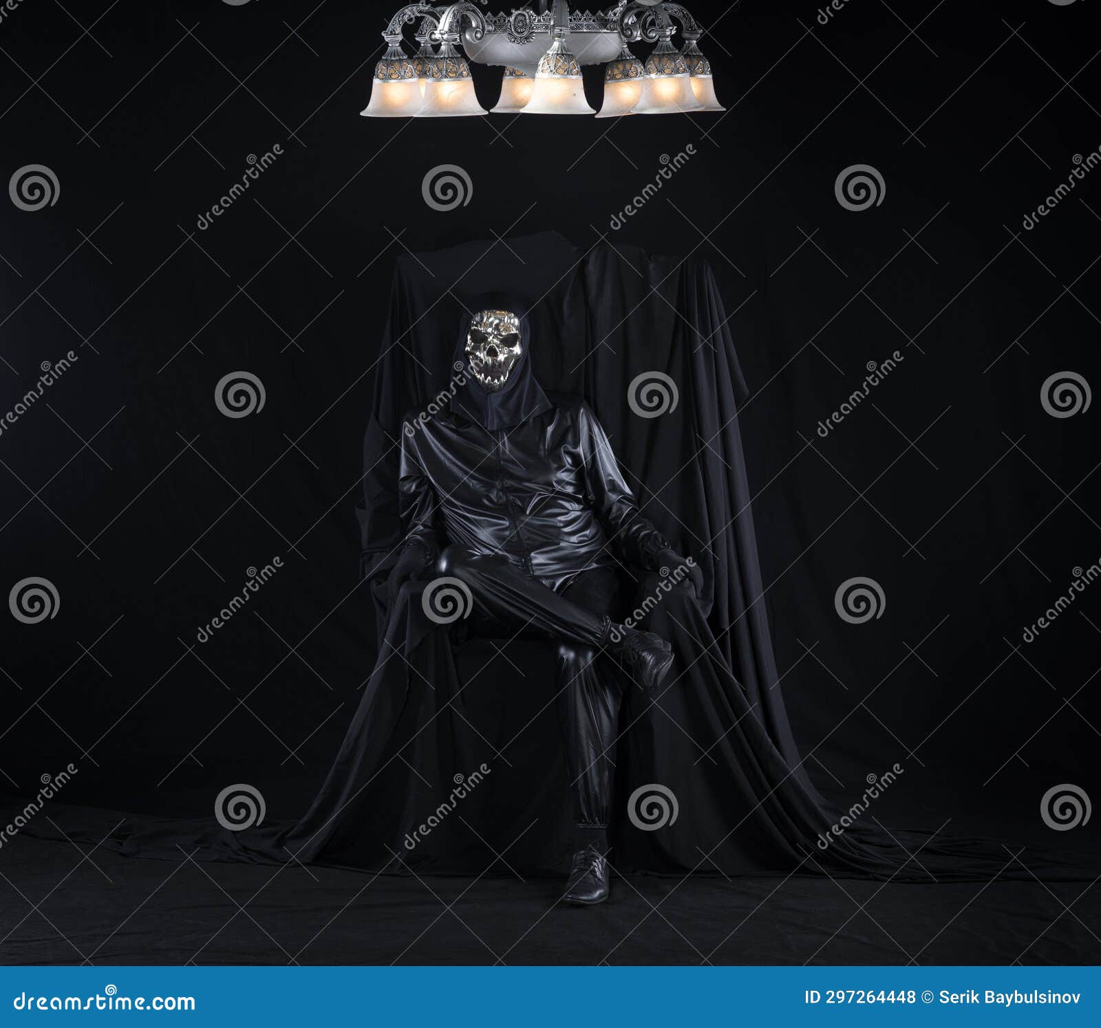 Portrait of Male Devil with Horns on a Black Throne Stock Photo - Image ...