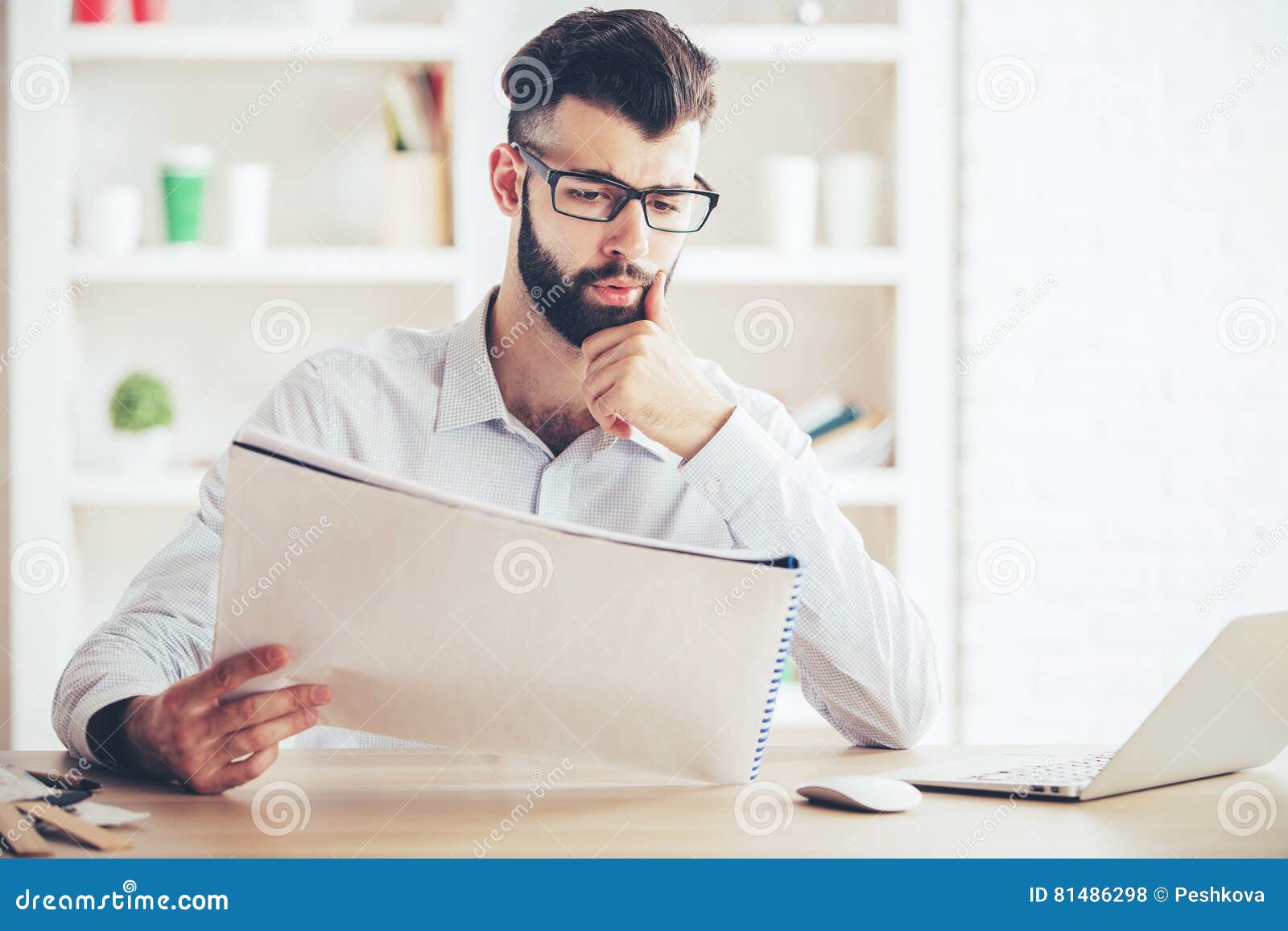 Portrait of Male with Document Stock Photo - Image of agreement, adult ...