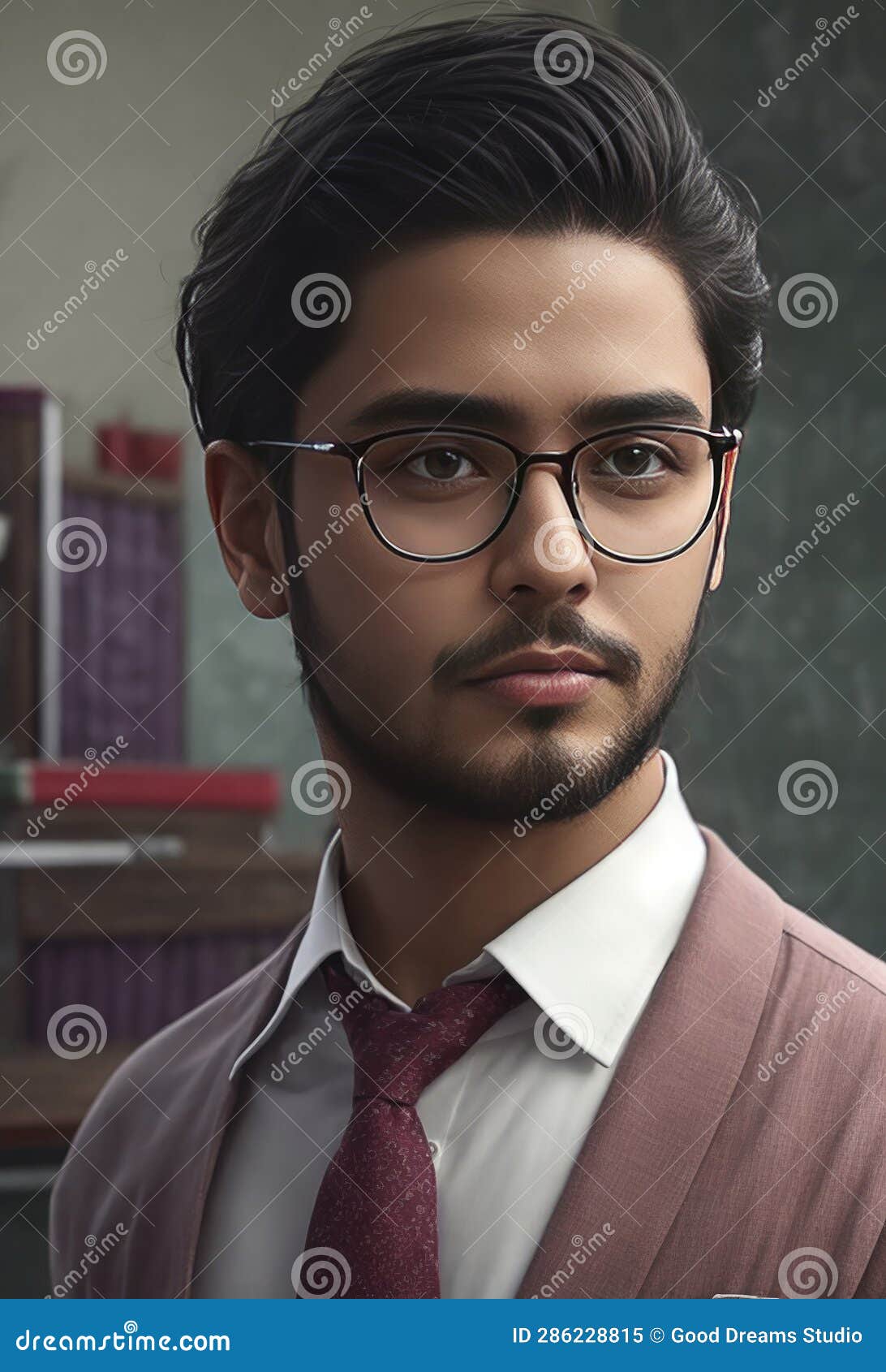 A Portrait of a Male Elementary School Teacher Stock Illustration ...