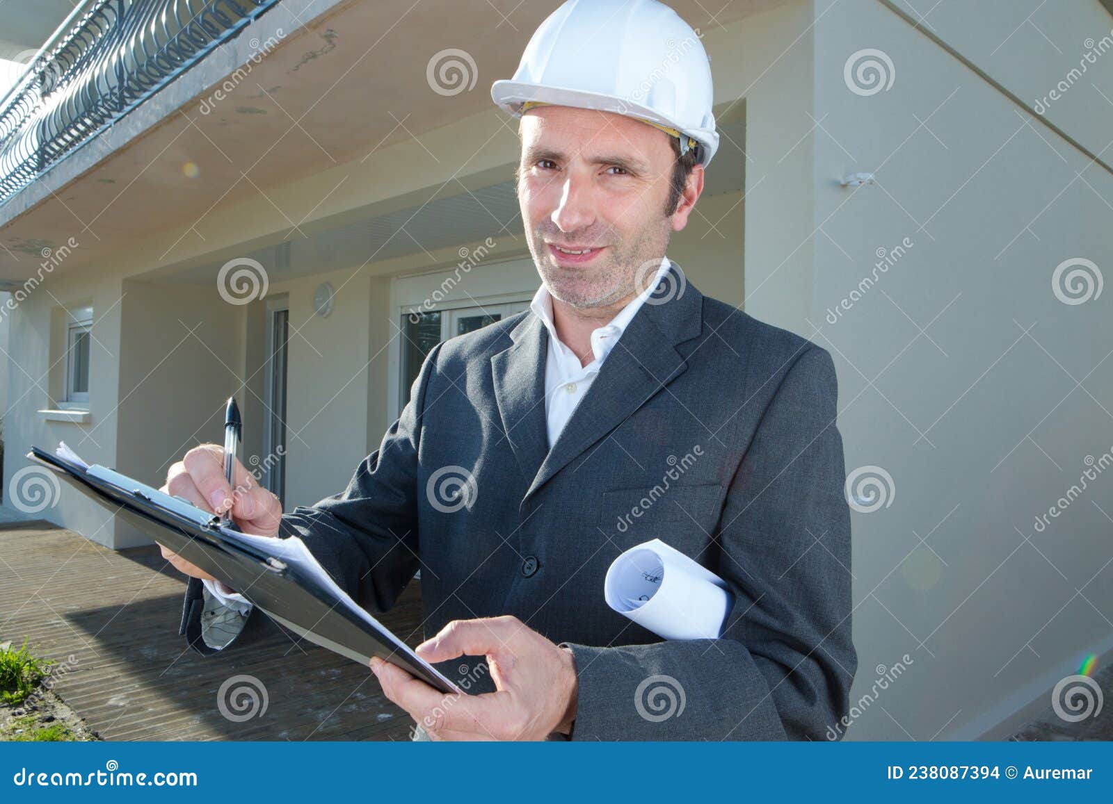 Portrait Male Engineer with Clipboard Stock Photo - Image of nature ...