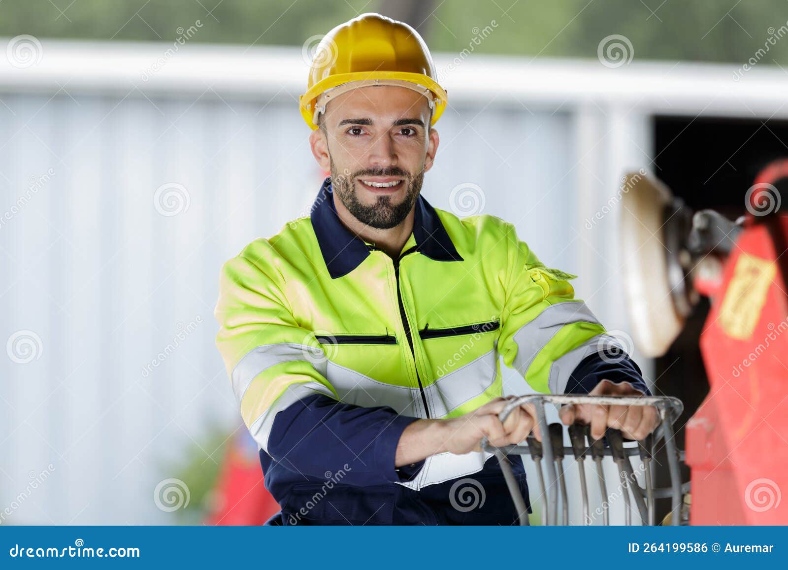 Portrait Male Engineer Outdoors Stock Photo - Image of vehicle, smiling ...