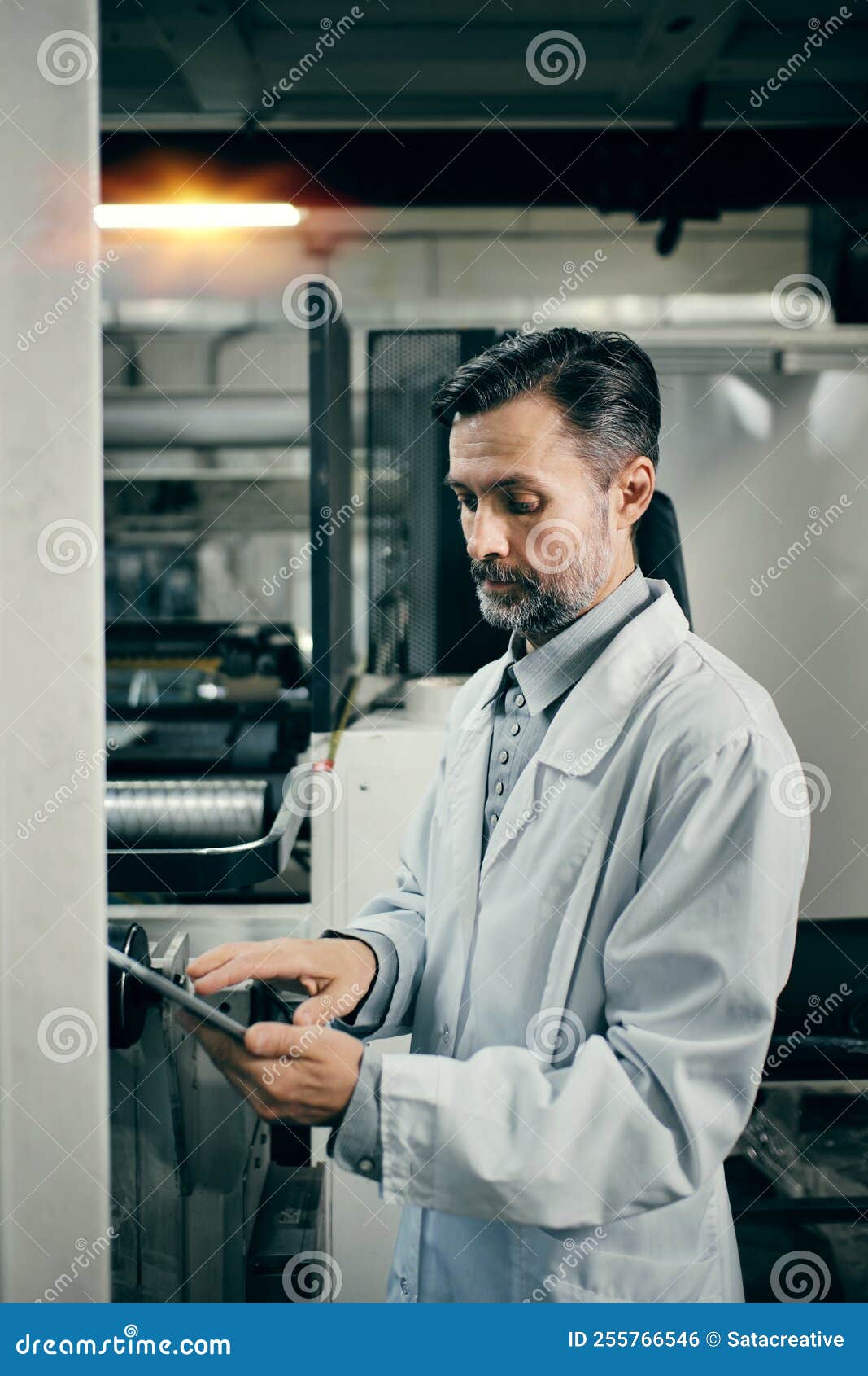 Engineer with Tablet Working at Polymer Factory Stock Photo - Image of ...