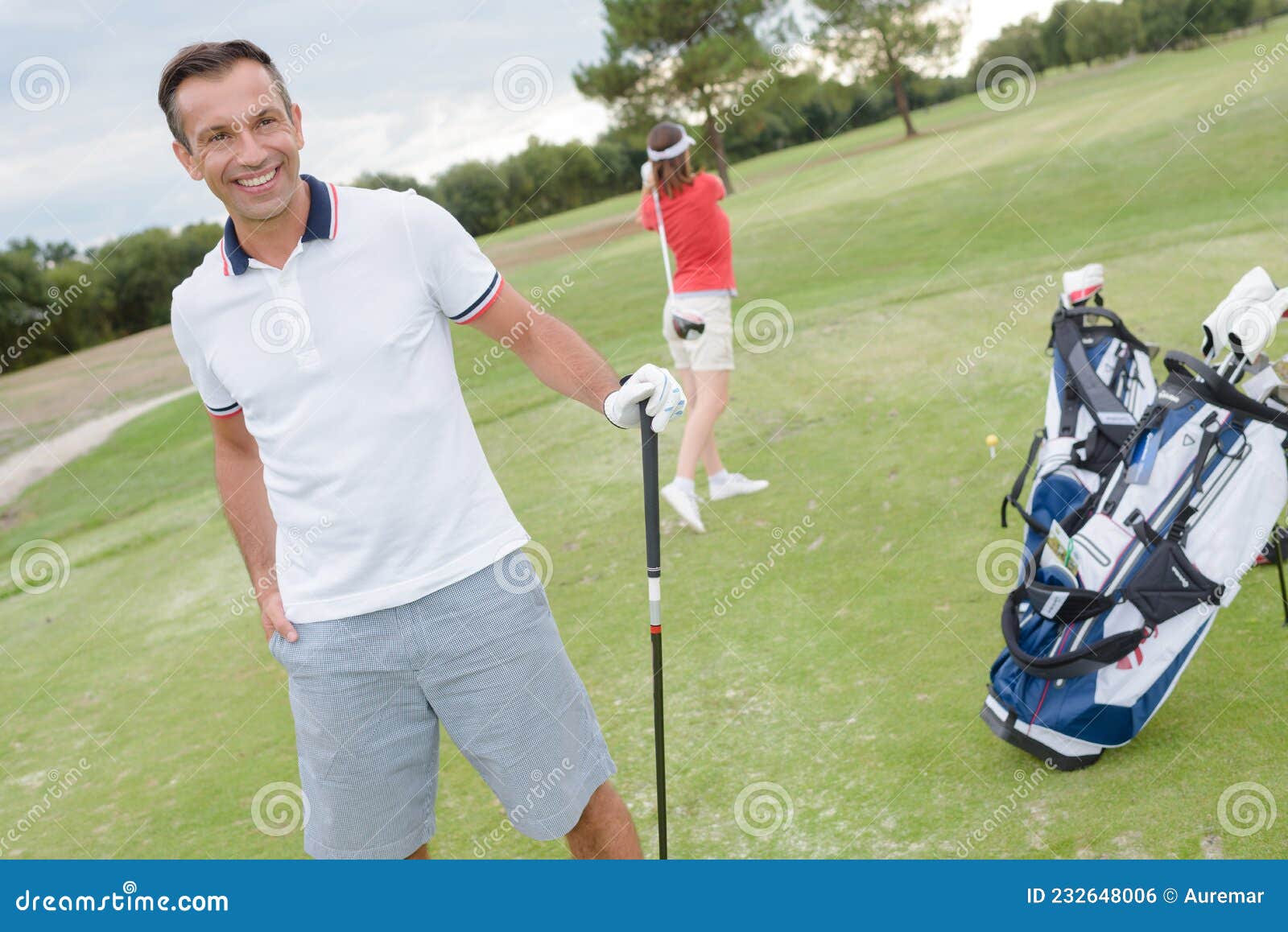 Portrait Male Golfer Posing Stock Photo - Image of nature, grass: 232648006