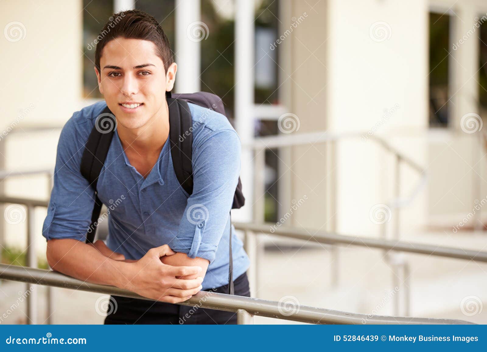 Portrait of Male High School Student Outdoors Stock Image - Image of ...