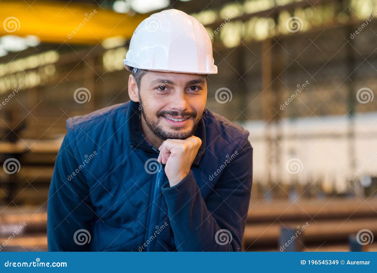 Portrait Male Industrial Worker Stock Image - Image of smiling, indoors ...