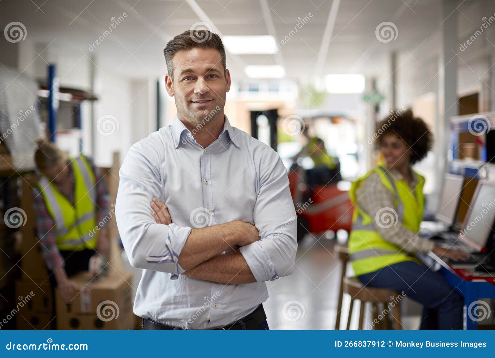 Portrait of Male Manager in Logistics Distribution Warehouse Stock ...