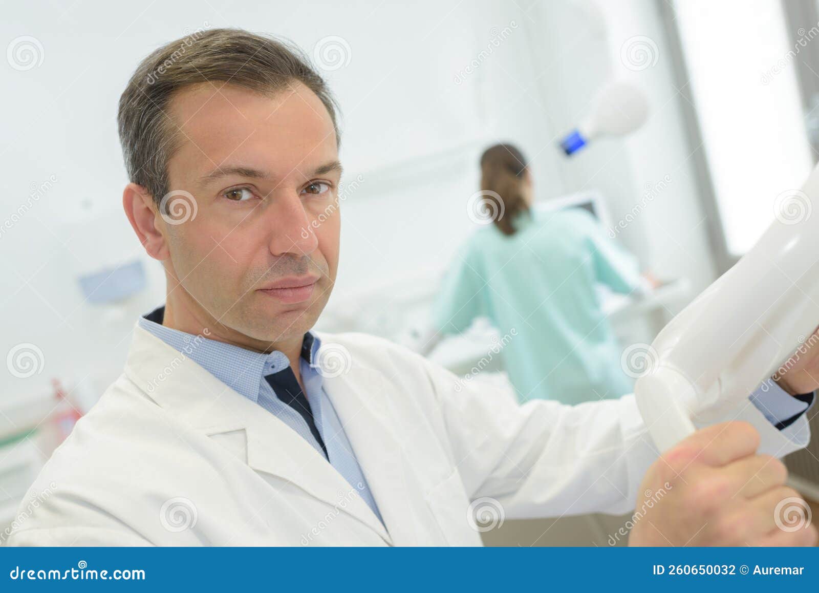 Portrait Male Medic Setting Up Equipment Stock Photo - Image of clinic ...