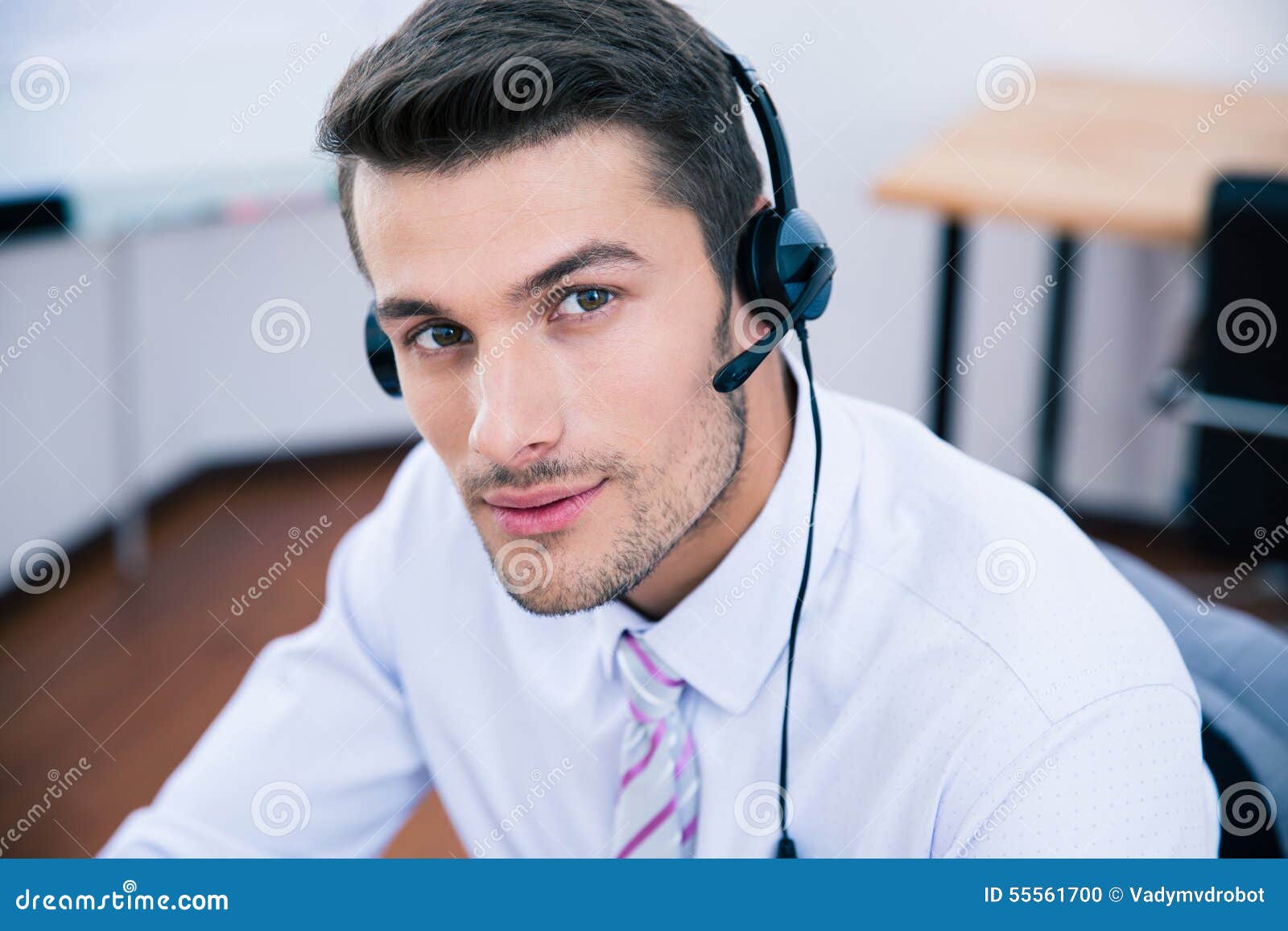 Portrait of a Male Operator with Headset in Office Stock Photo - Image ...