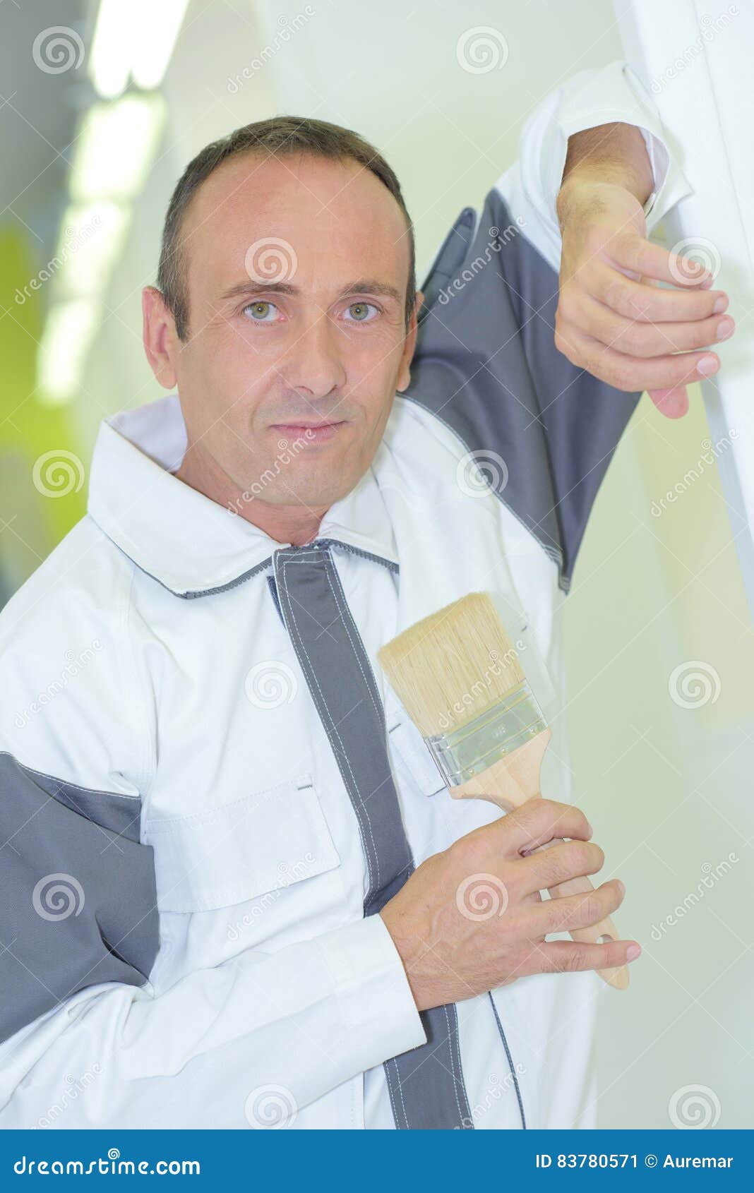 Portrait Male Painter Decorator Stock Image - Image of middle, adult ...