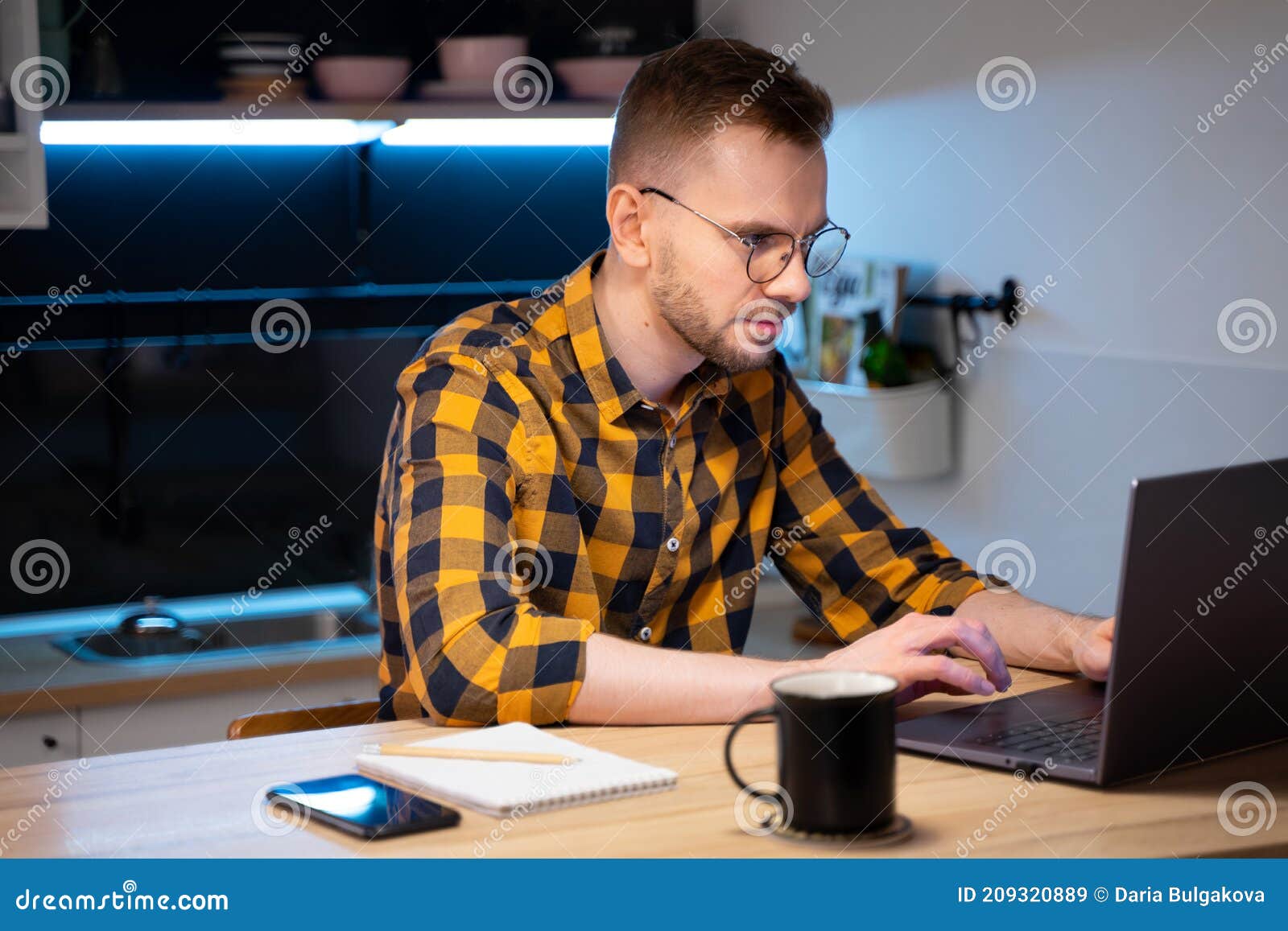 Portrait of Male Programmer Using Programs Computer Code in a Home ...