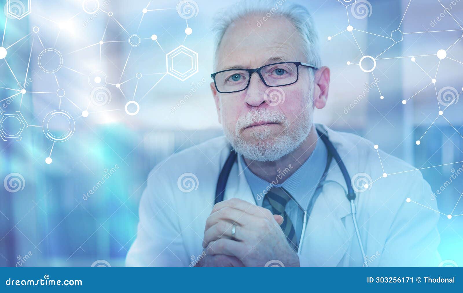 Portrait of Male Senior Doctor Light Effect Stock Image - Image of ...