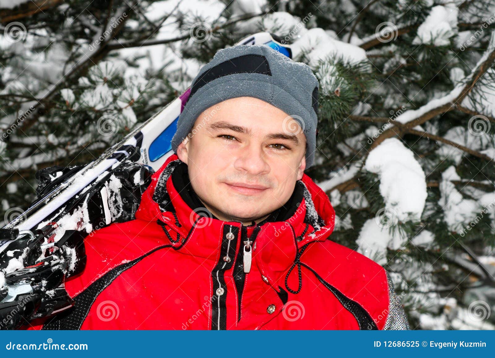 Portrait of Male Skier stock image. Image of mountain - 12686525