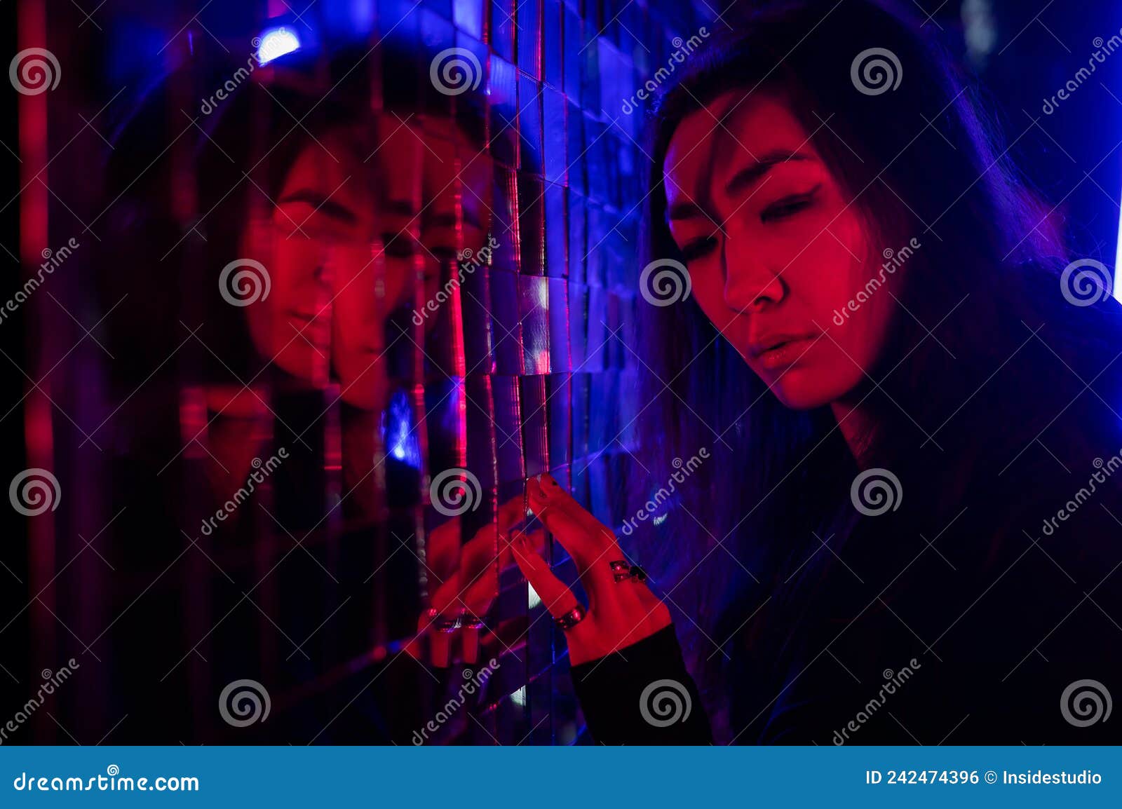 Portrait of a Male Transgender Model in Neon Light. Stock Photo - Image ...
