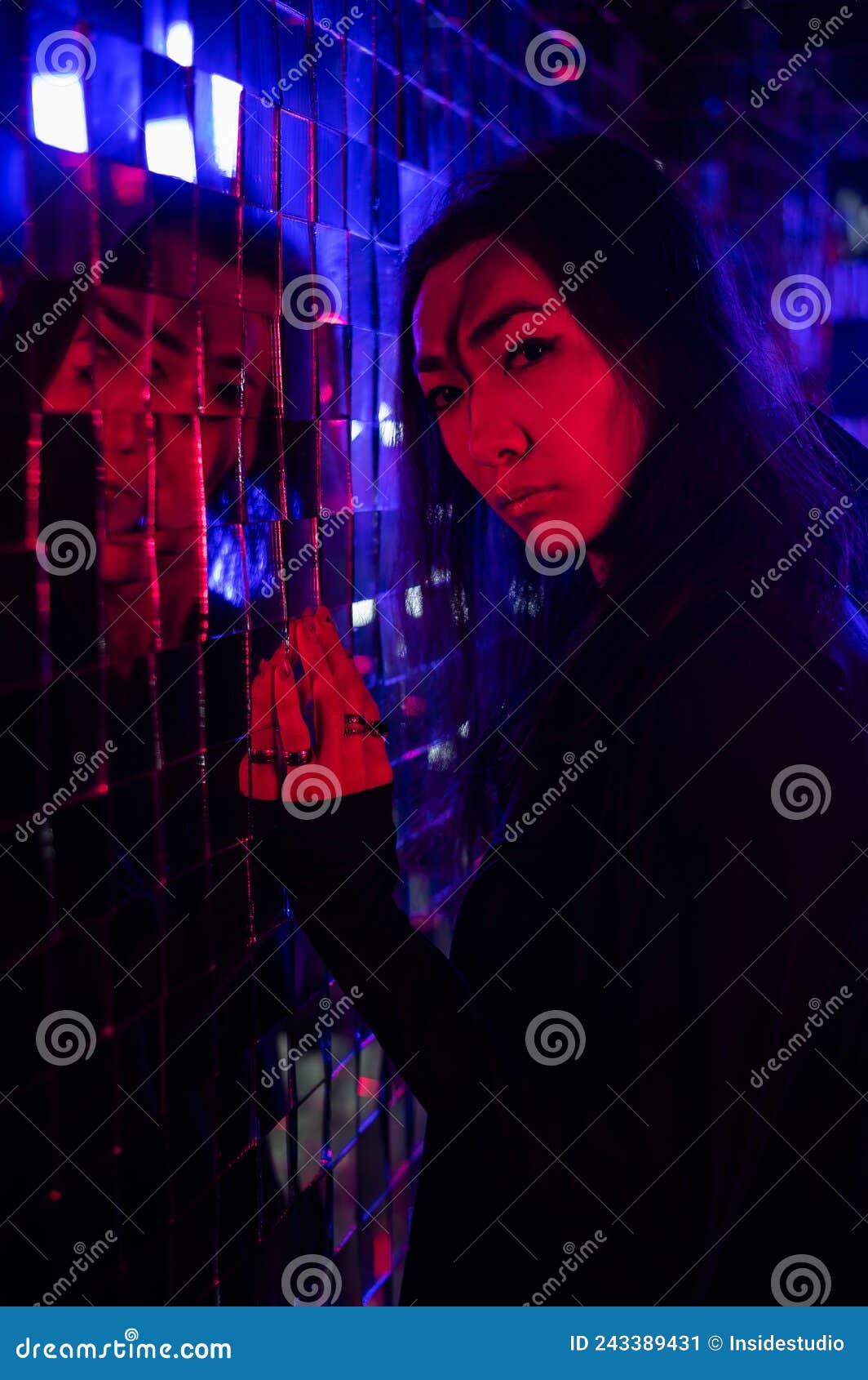 Portrait of a Male Transgender Model in Neon Light. Stock Image - Image ...