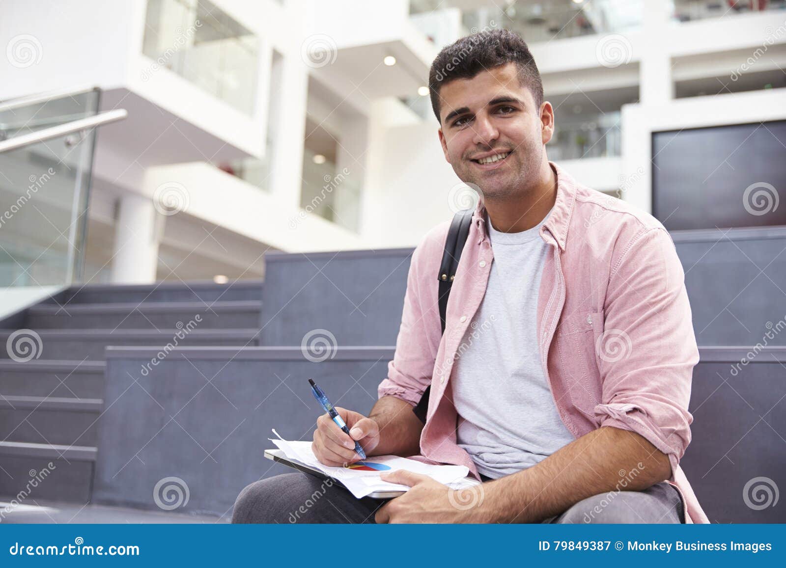 Portrait of Male University Student in Campus Building Stock Image ...