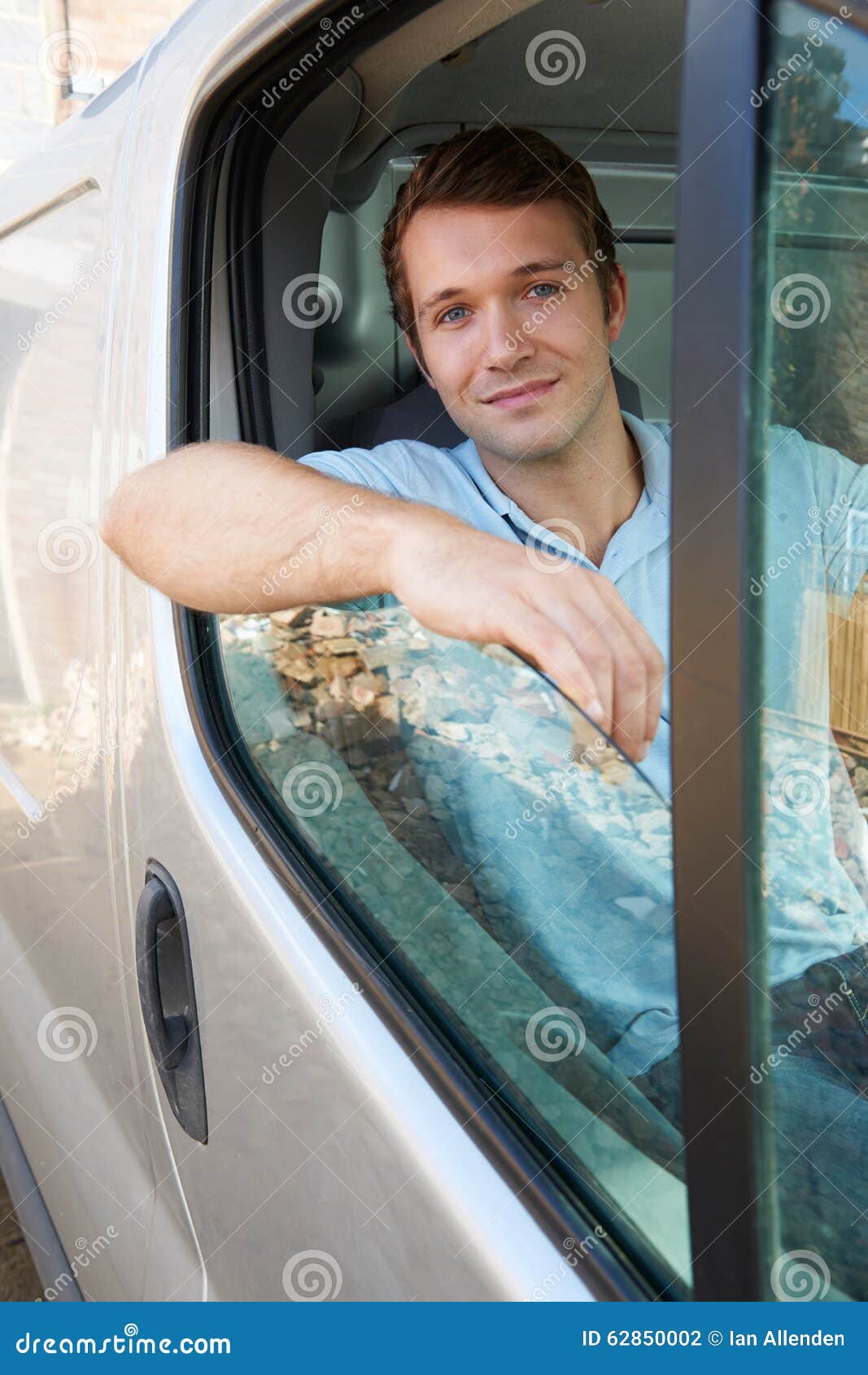 Portrait of Male Van Driver Stock Photo - Image of people, smiling ...