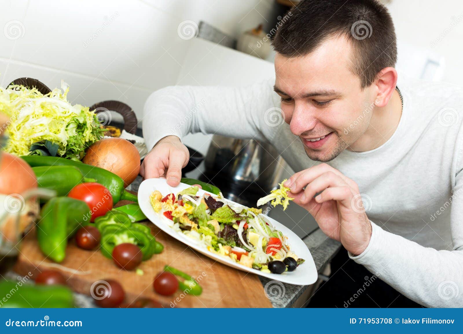 Portrait of Male with Vegetables Dish Stock Photo - Image of lifestyle ...