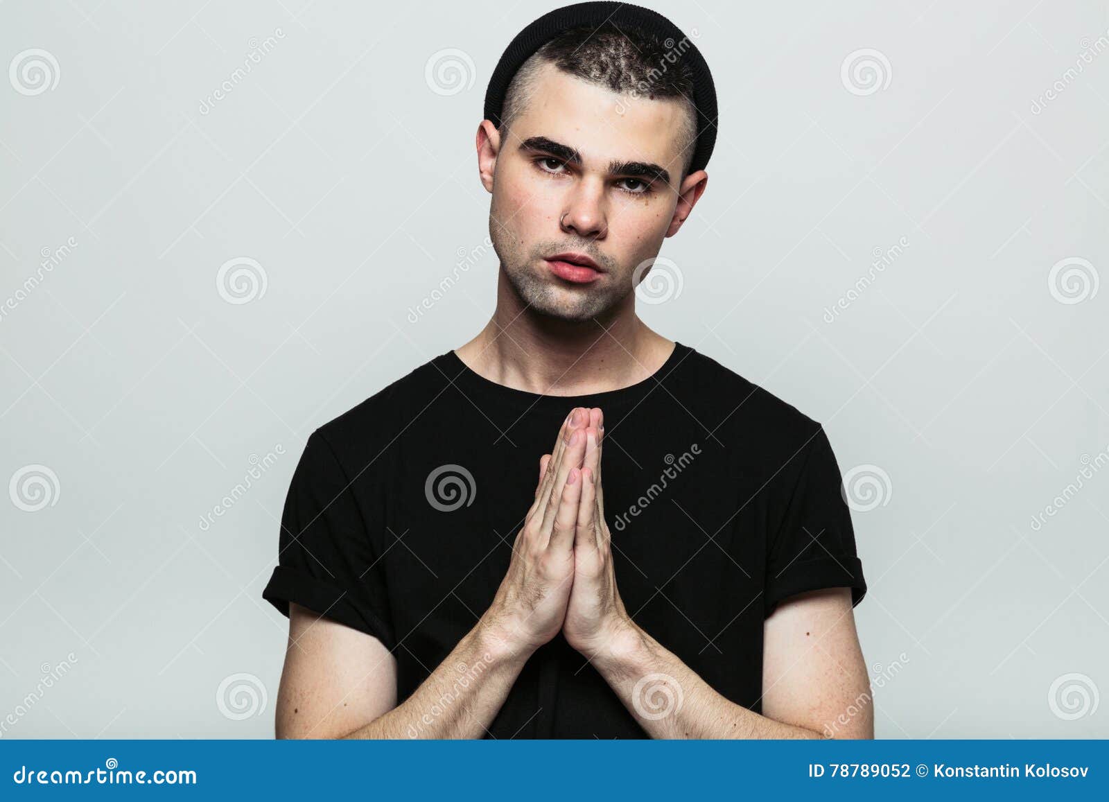 Portrait of Man Apologizes and Looking at Camera Stock Photo - Image of ...