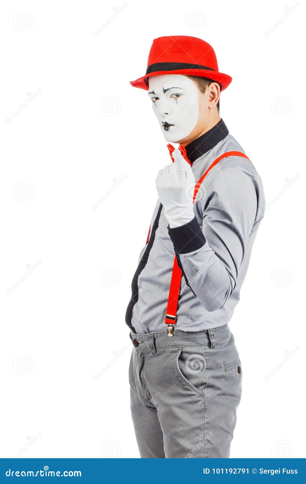 Portrait of a Man, Artist, Clown, MIME. Shows Something. Isolate Stock ...