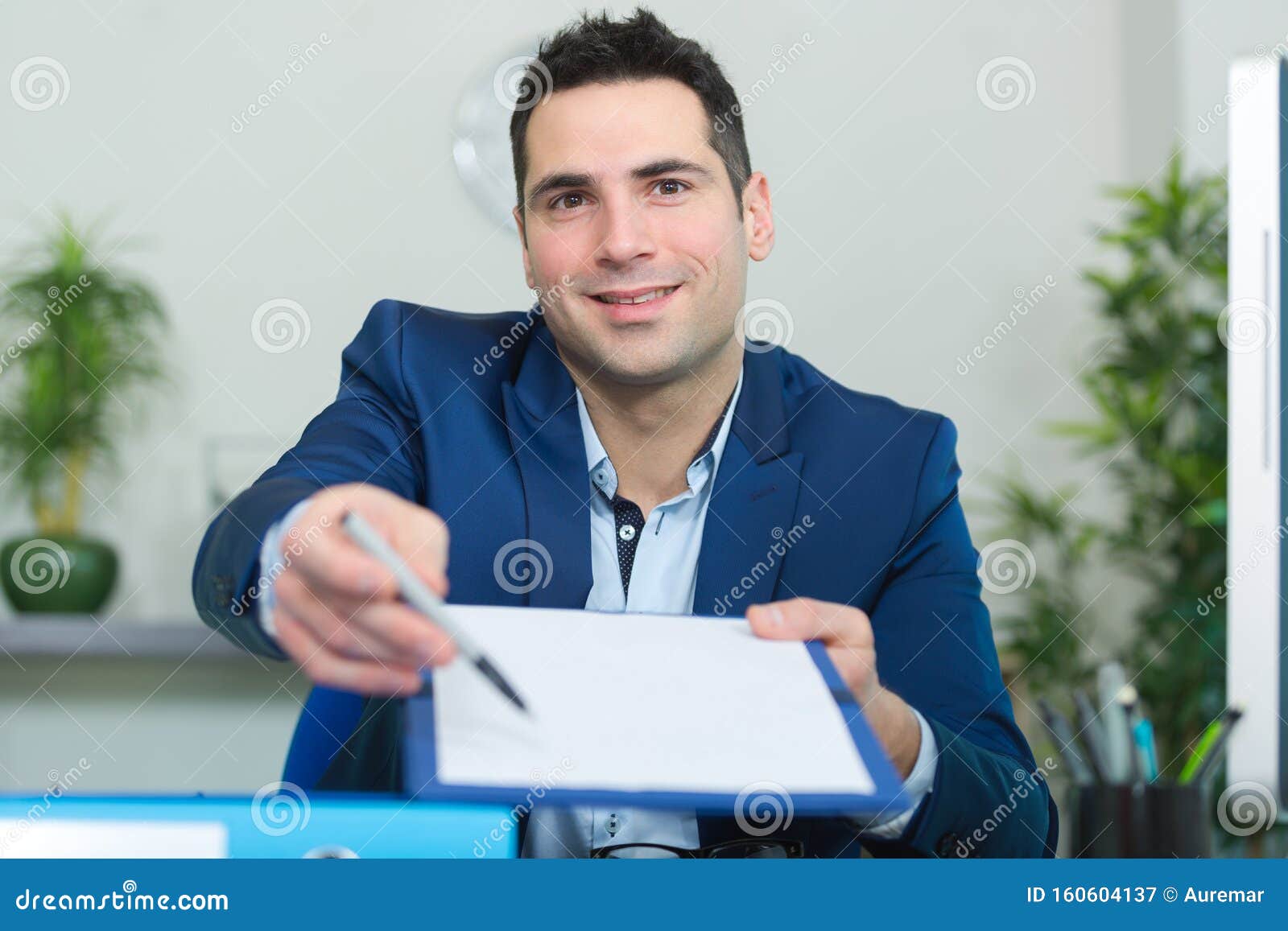 Portrait Man Asking for Signature Stock Image - Image of creative, male ...