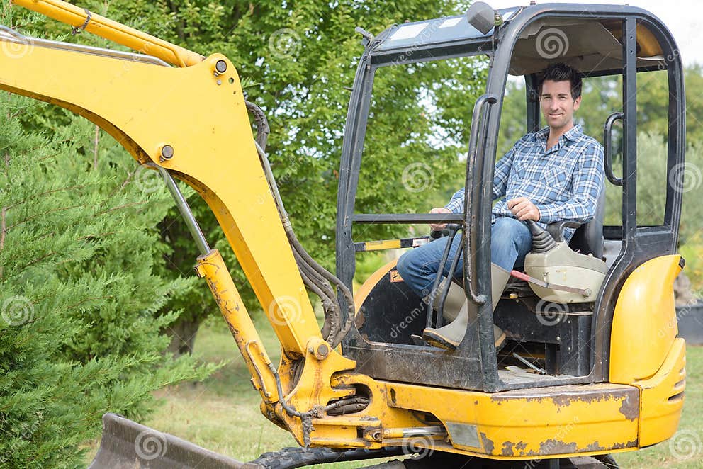 Portrait Man Backhoe Operator Smiling Stock Photo - Image of backhoe ...