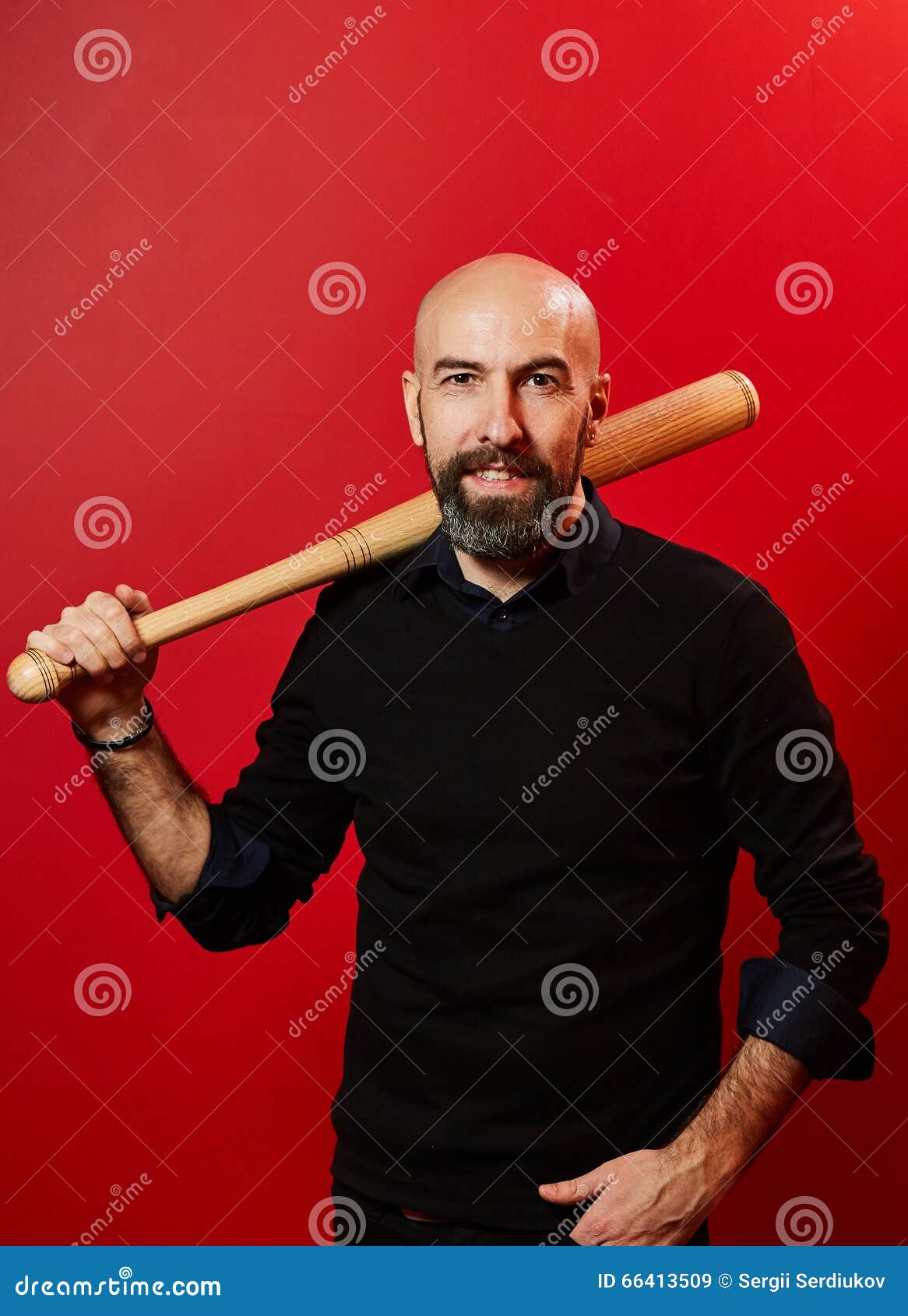 Portrait of a Man with the Bat Stock Image - Image of people, culture ...
