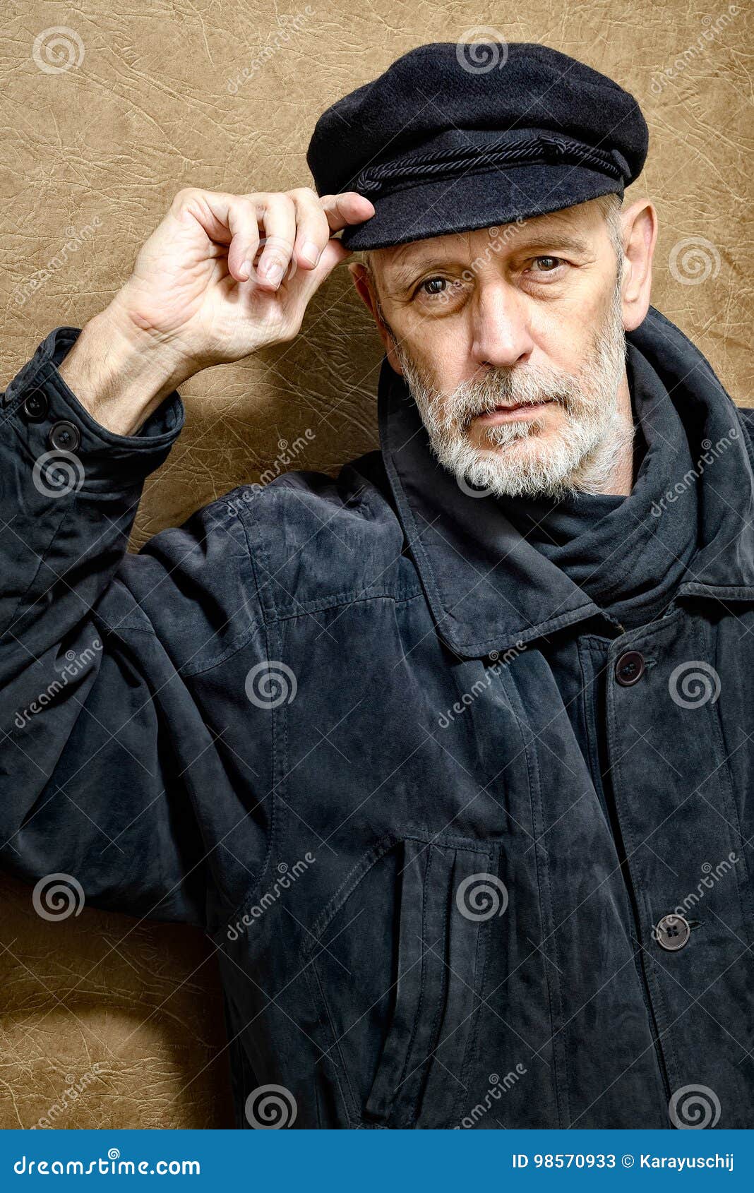 Portrait of a Man with Beard and a Cap Stock Image - Image of bandit ...