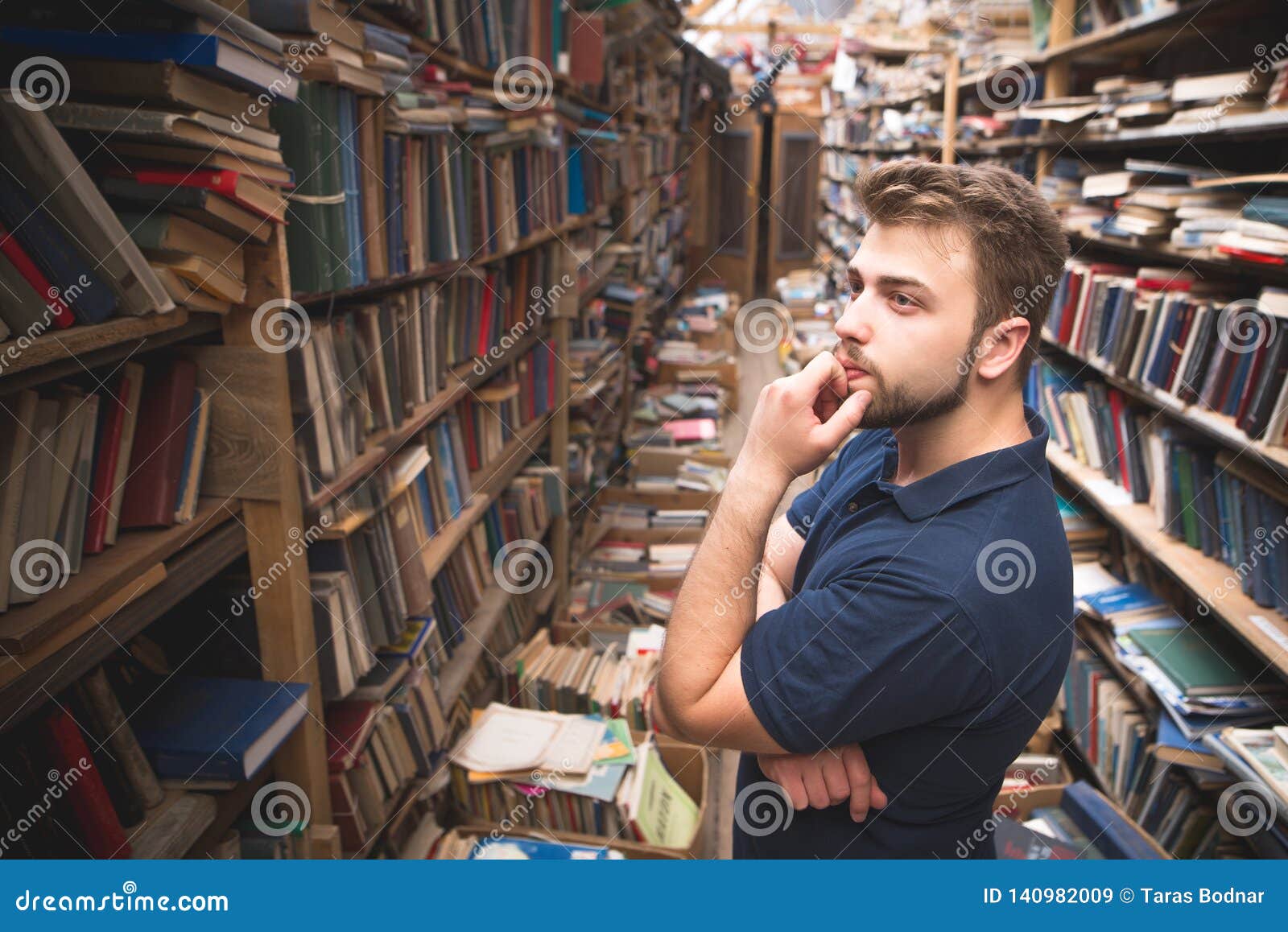 Man with a Beard Standing on the Background of an Atmospheric Public ...