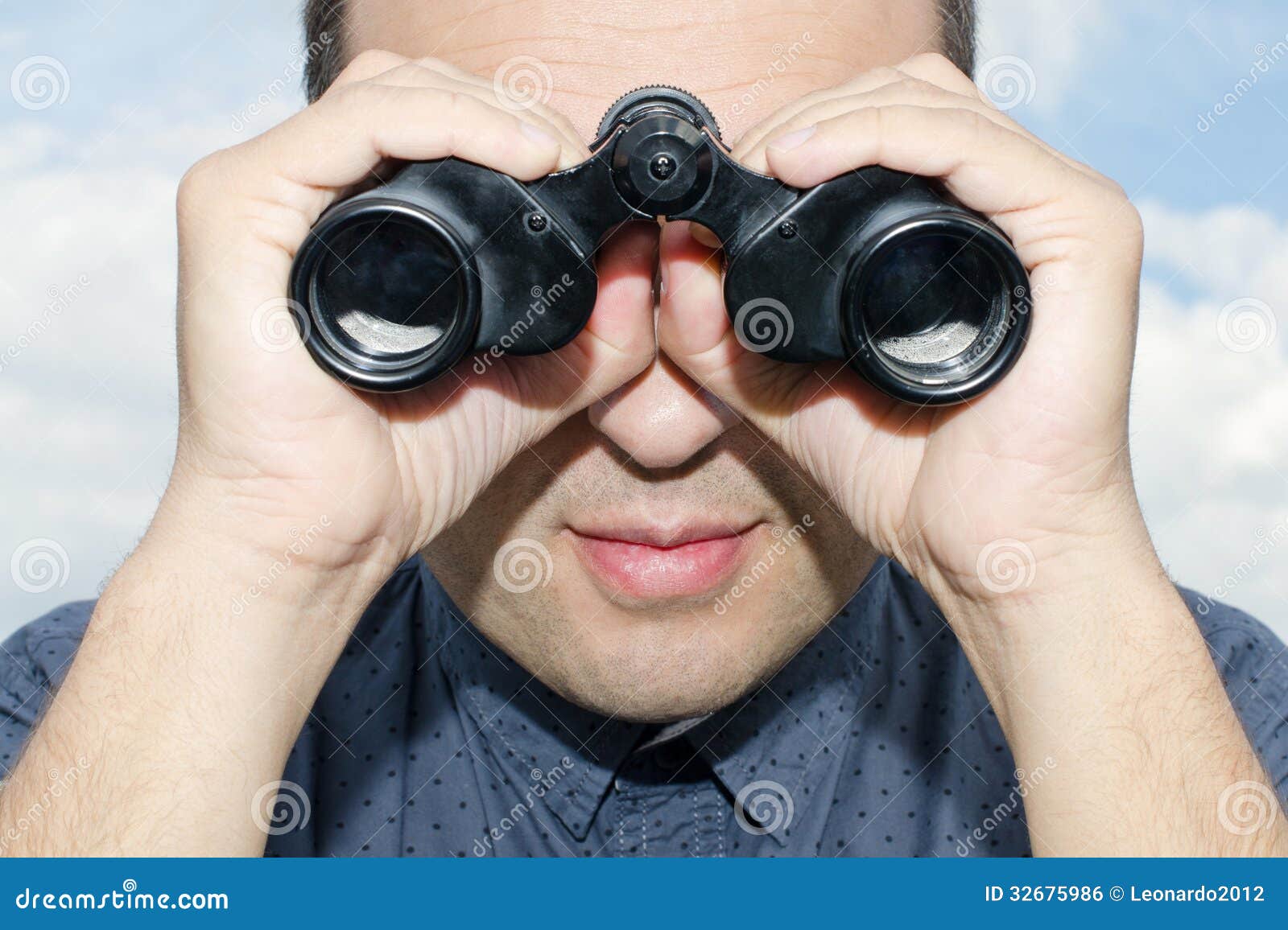 Portrait of Man with Binoculars. Stock Photo - Image of hands, people ...