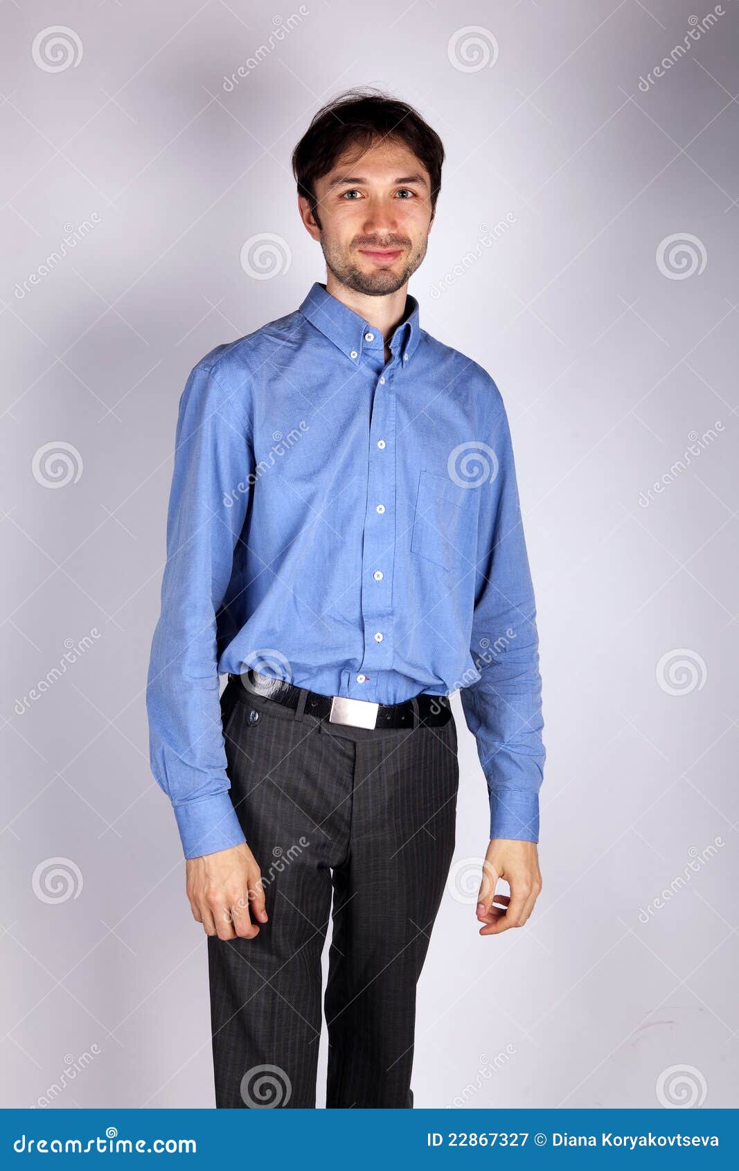 Portrait of a Man in a Blue Shirt Stock Image - Image of boss, people ...