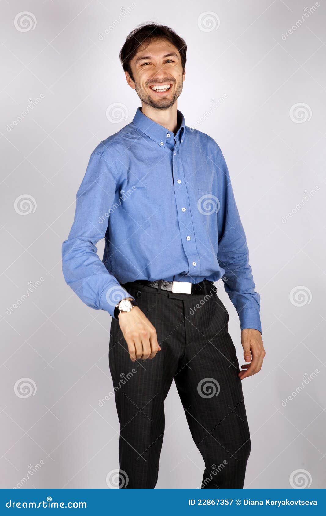 Portrait of a Man in a Blue Shirt Stock Image - Image of attractive ...