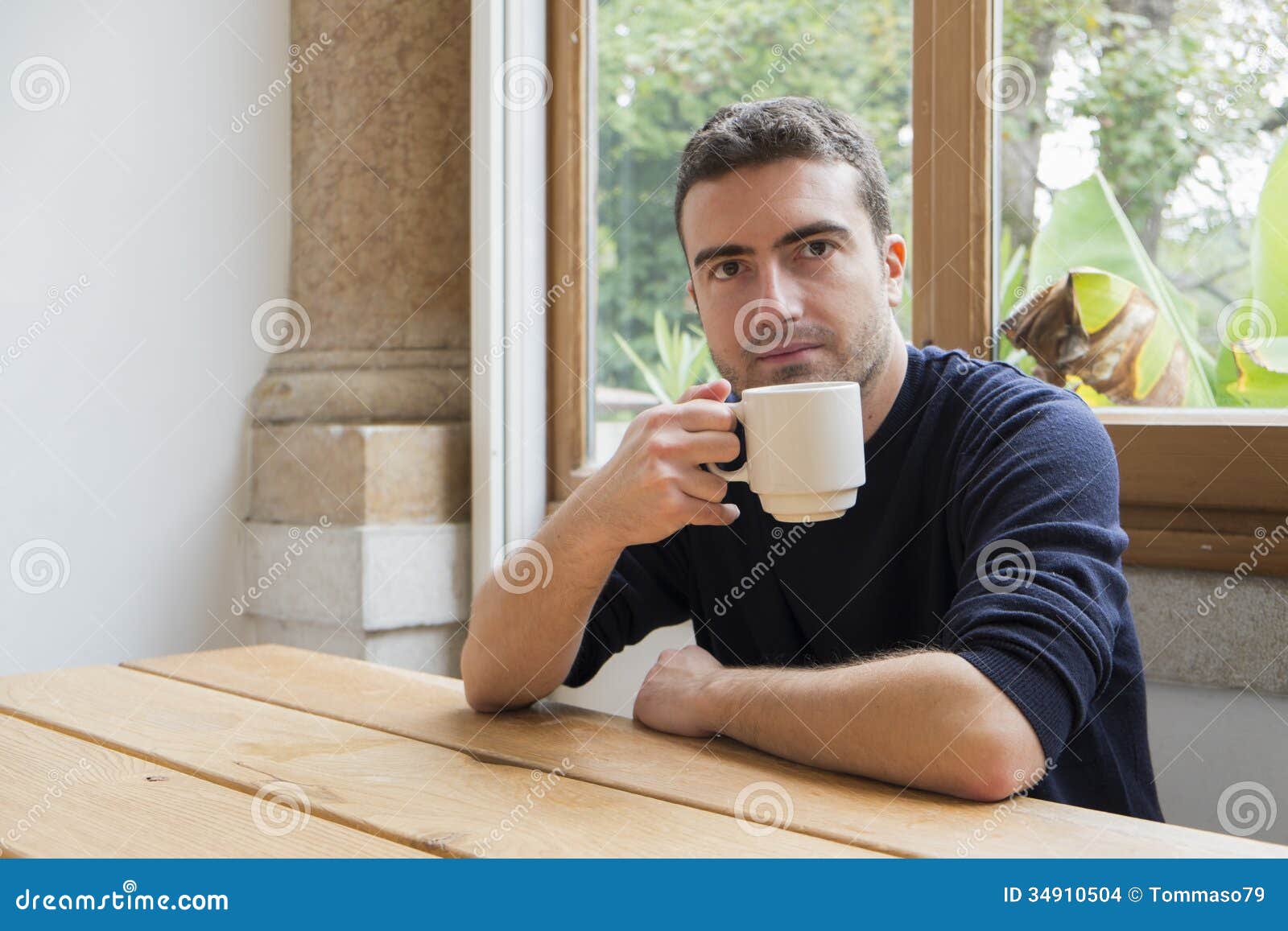 Portrait man breakfast stock photo. Image of smile, coffee - 34910504