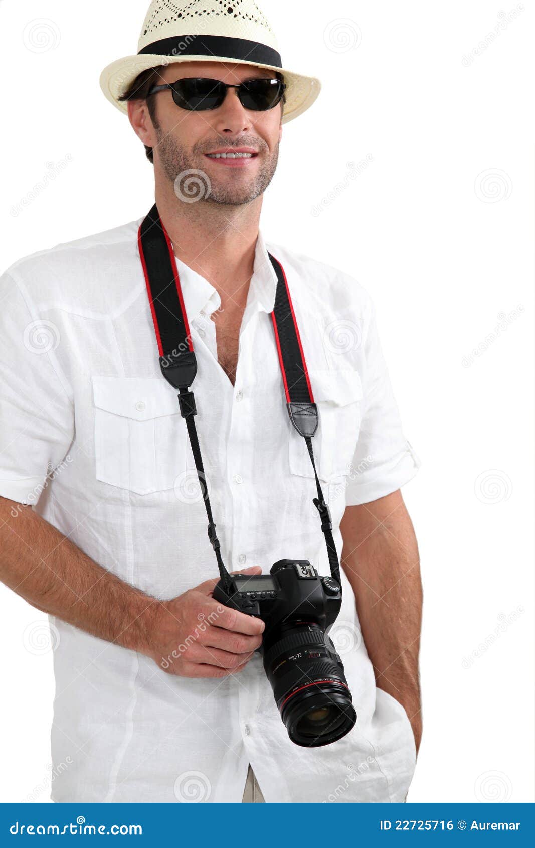 Portrait of Man with Camera Stock Photo - Image of studio, paparazzi ...
