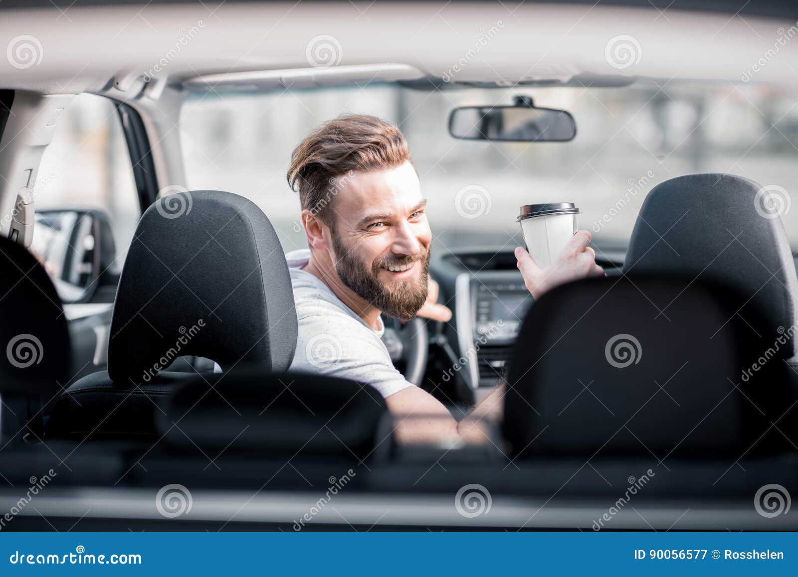 Portrait of a Man in the Car Stock Image - Image of auto, drink: 90056577