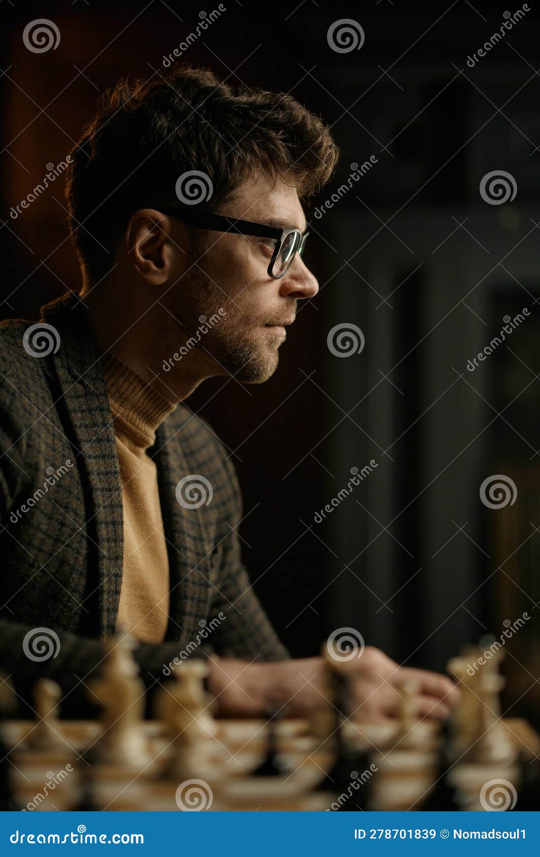 Portrait of Man Chess Player with Chessboard Stock Image - Image of ...