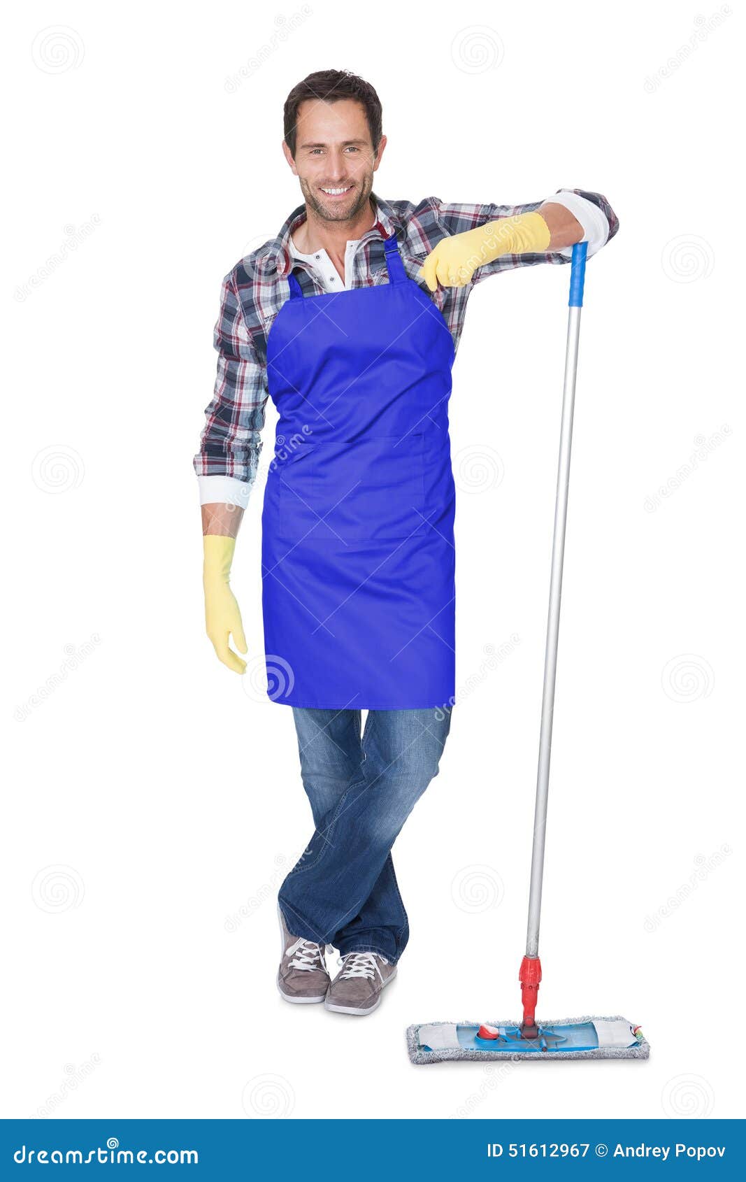 Portrait of a Man Cleaning Floor Stock Image - Image of male ...