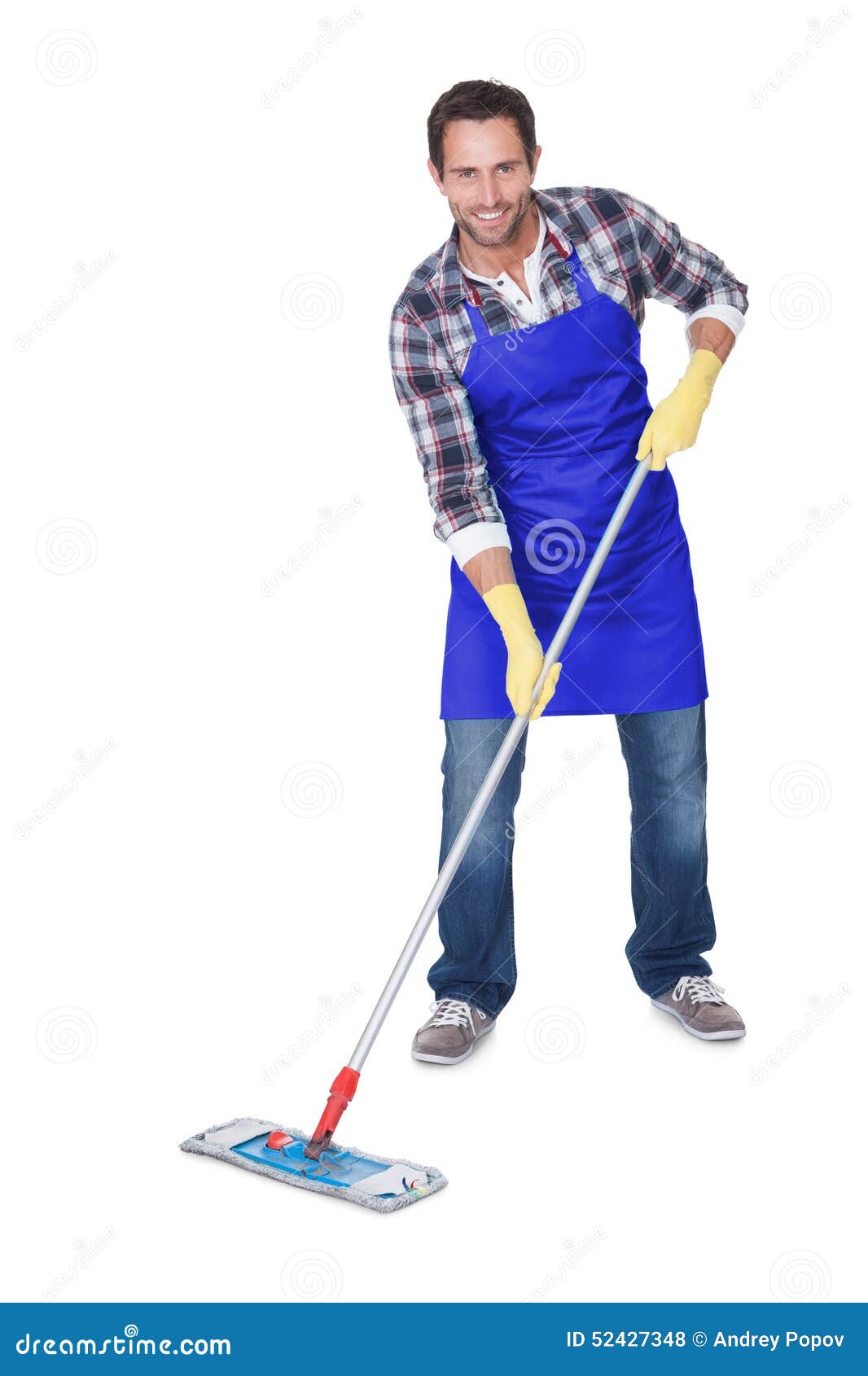 Portrait of a Man Cleaning Floor Stock Photo - Image of attractive ...