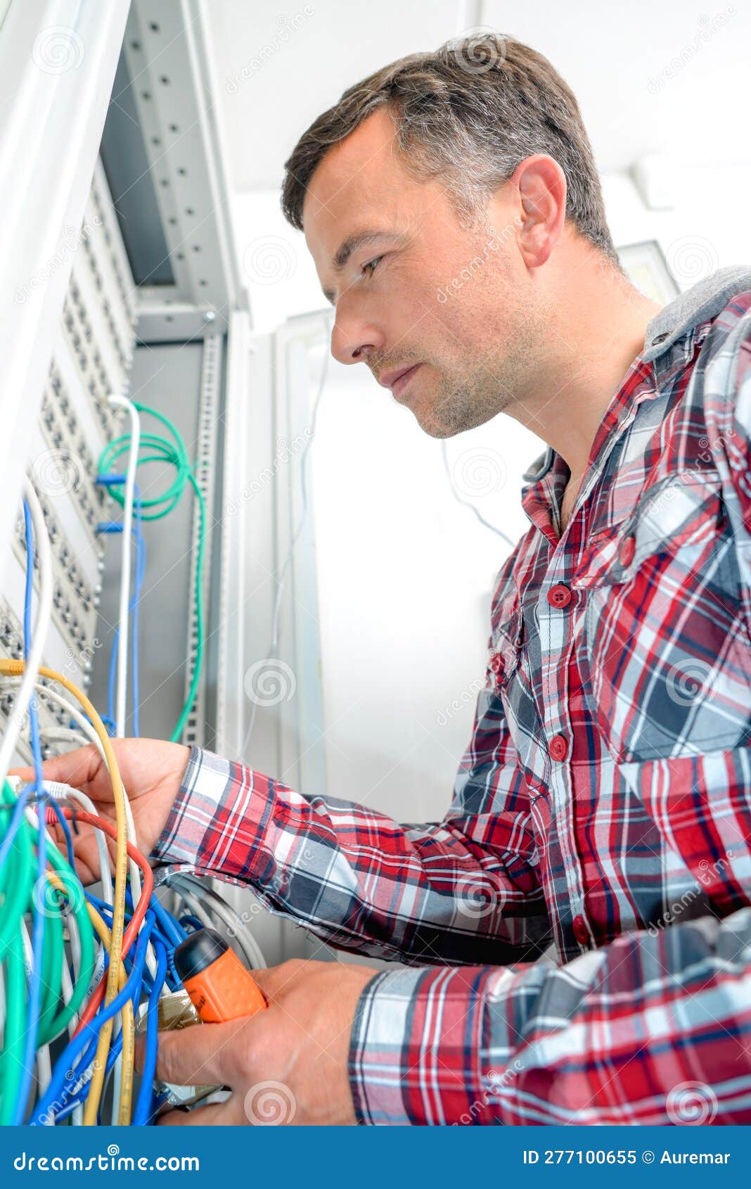 Portrait Man Connecting Wires Stock Image - Image of skill, main: 277100655