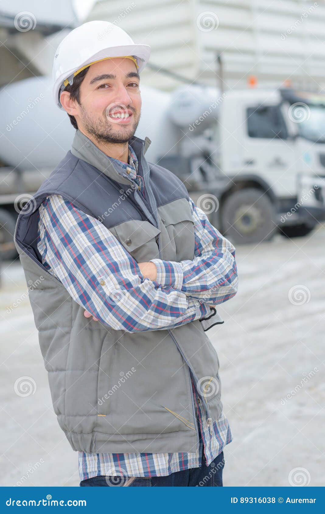 Portrait Man on Construction Site Stock Photo - Image of young ...