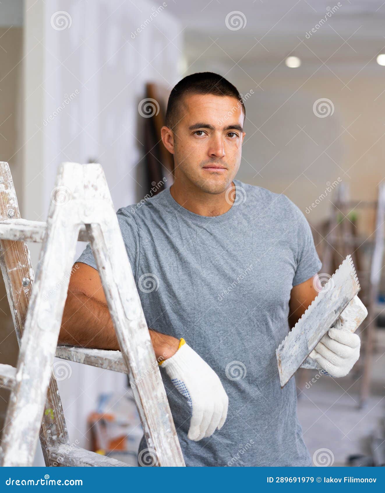 Portrait of Man in Construction Site with Working Tool Stock Image ...
