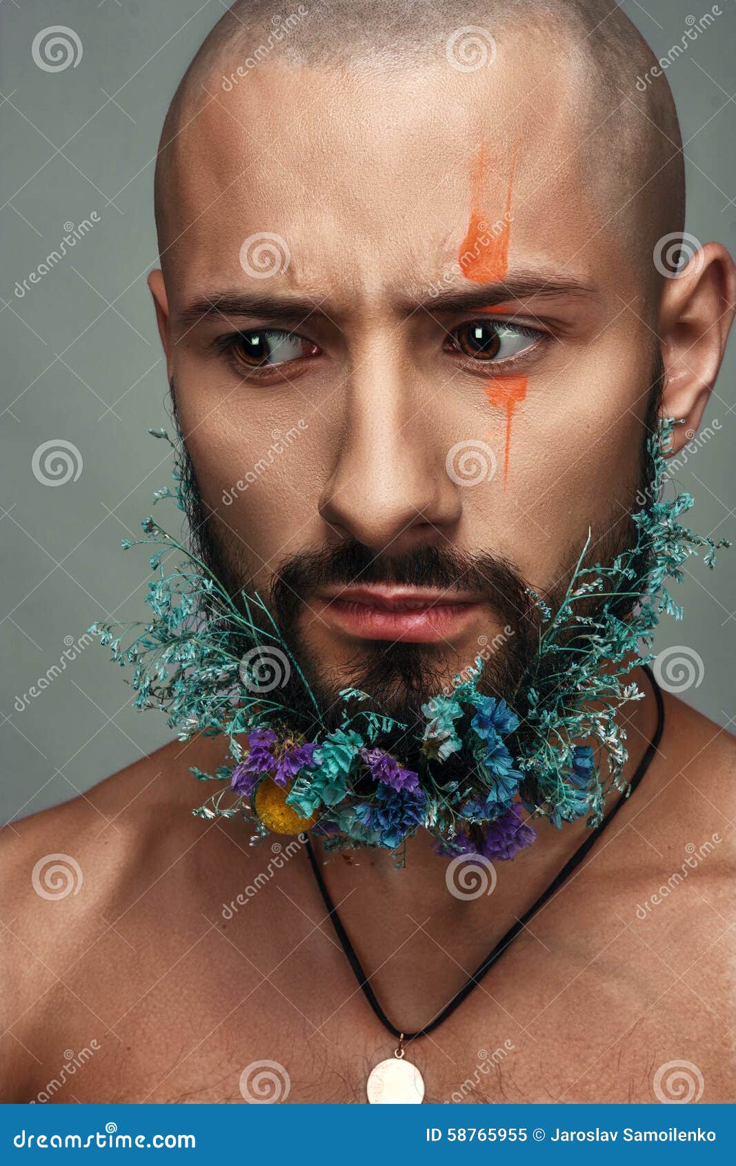 Portrait of a Man with Creative Colorful Makeup Stock Image - Image of ...