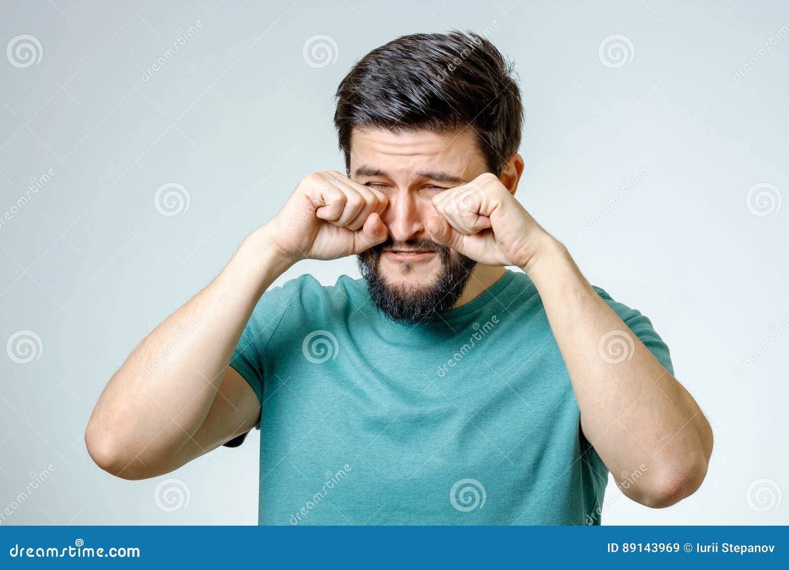 Portrait of Man is Crying Isolated Stock Image - Image of head, hands ...