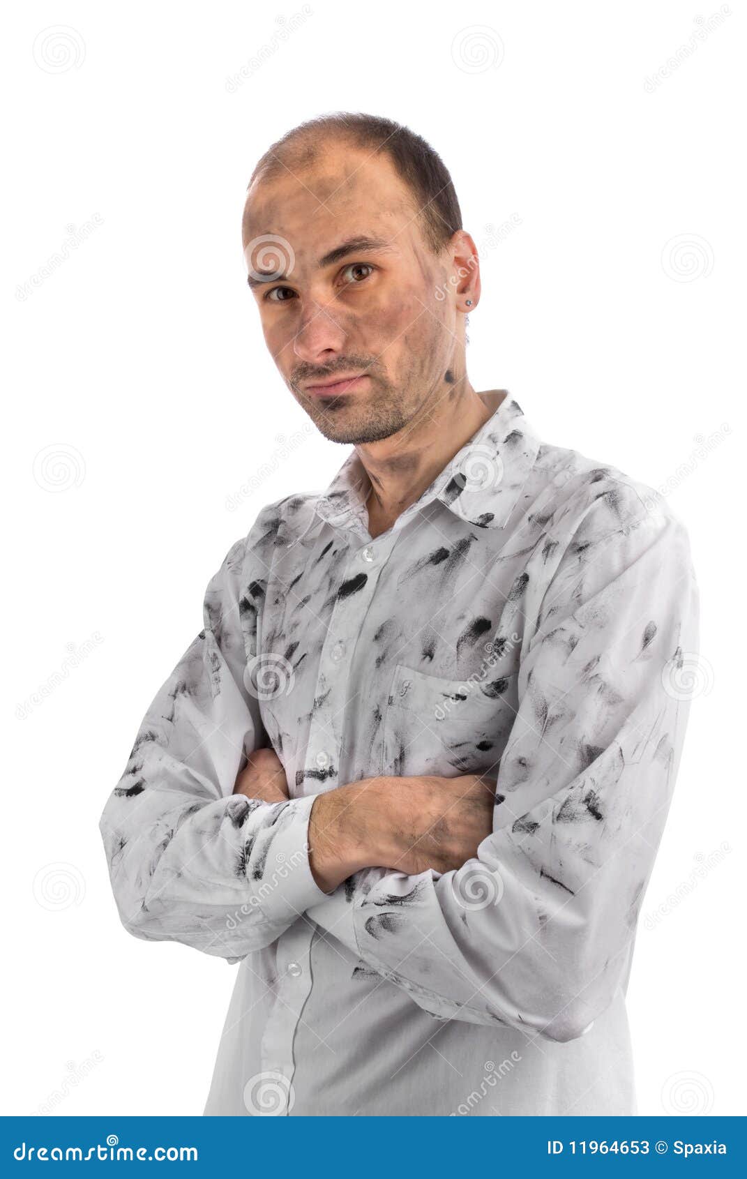 Portrait of Man with Dirty Face Stock Image - Image of foreman, space ...