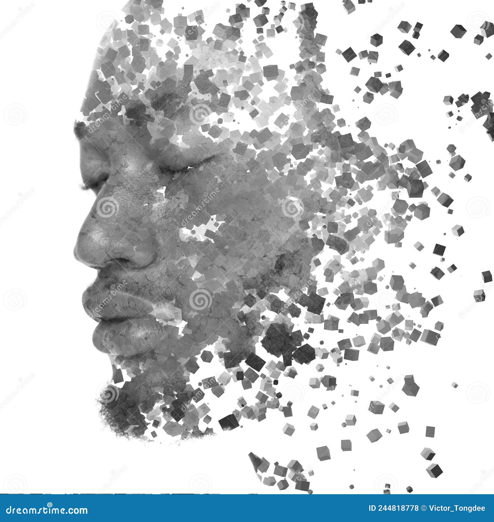 A Portrait of a Man Dissolving into Emptiness Stock Photo - Image of ...