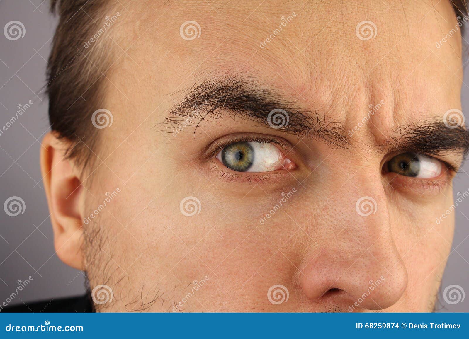 Portrait of a Man, Distrustful Look, Closeup Stock Photo - Image of ...