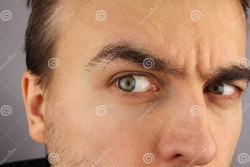 Portrait of a Man, Distrustful Look, Closeup Stock Photo - Image of ...
